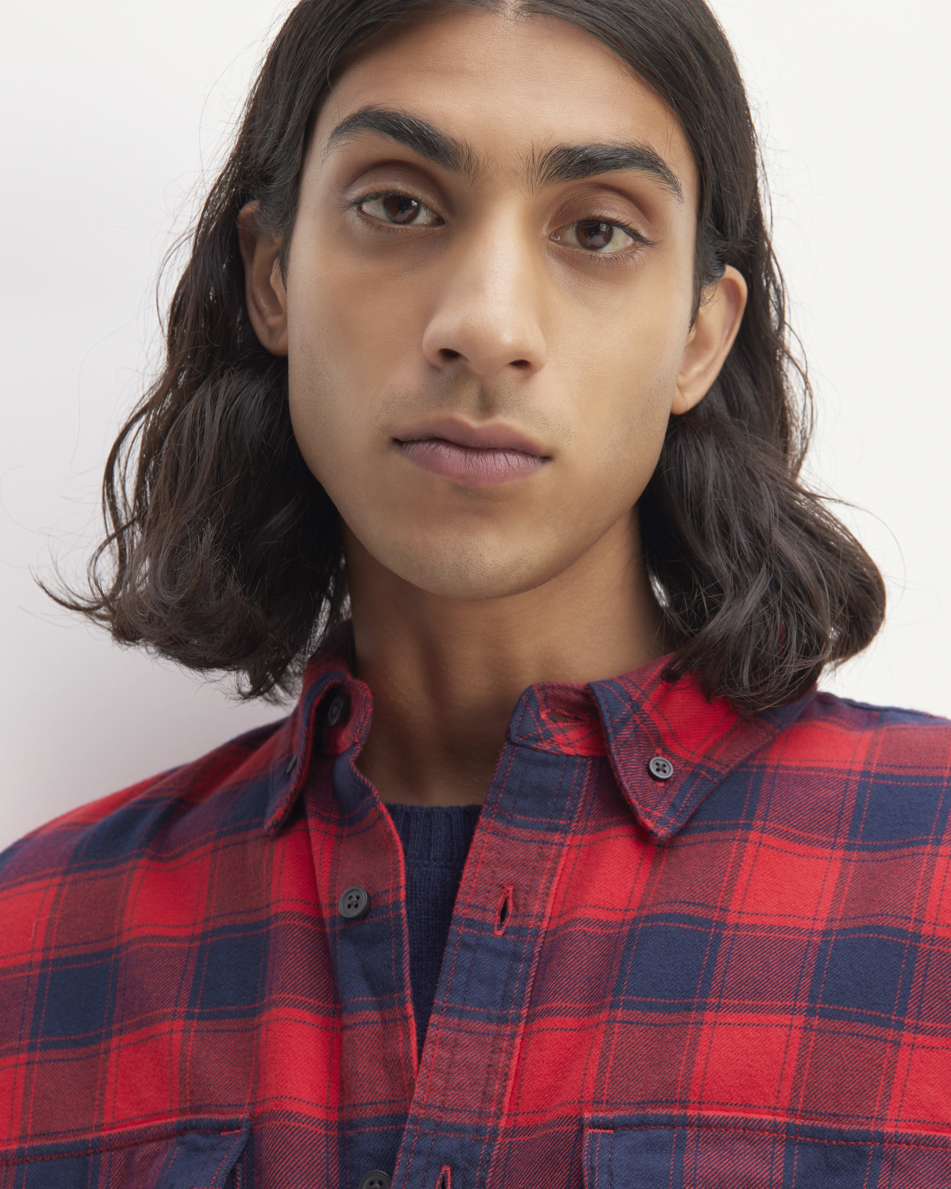 The Brushed Flannel Shirt Haute Red / Bellwether Blue – Everlane