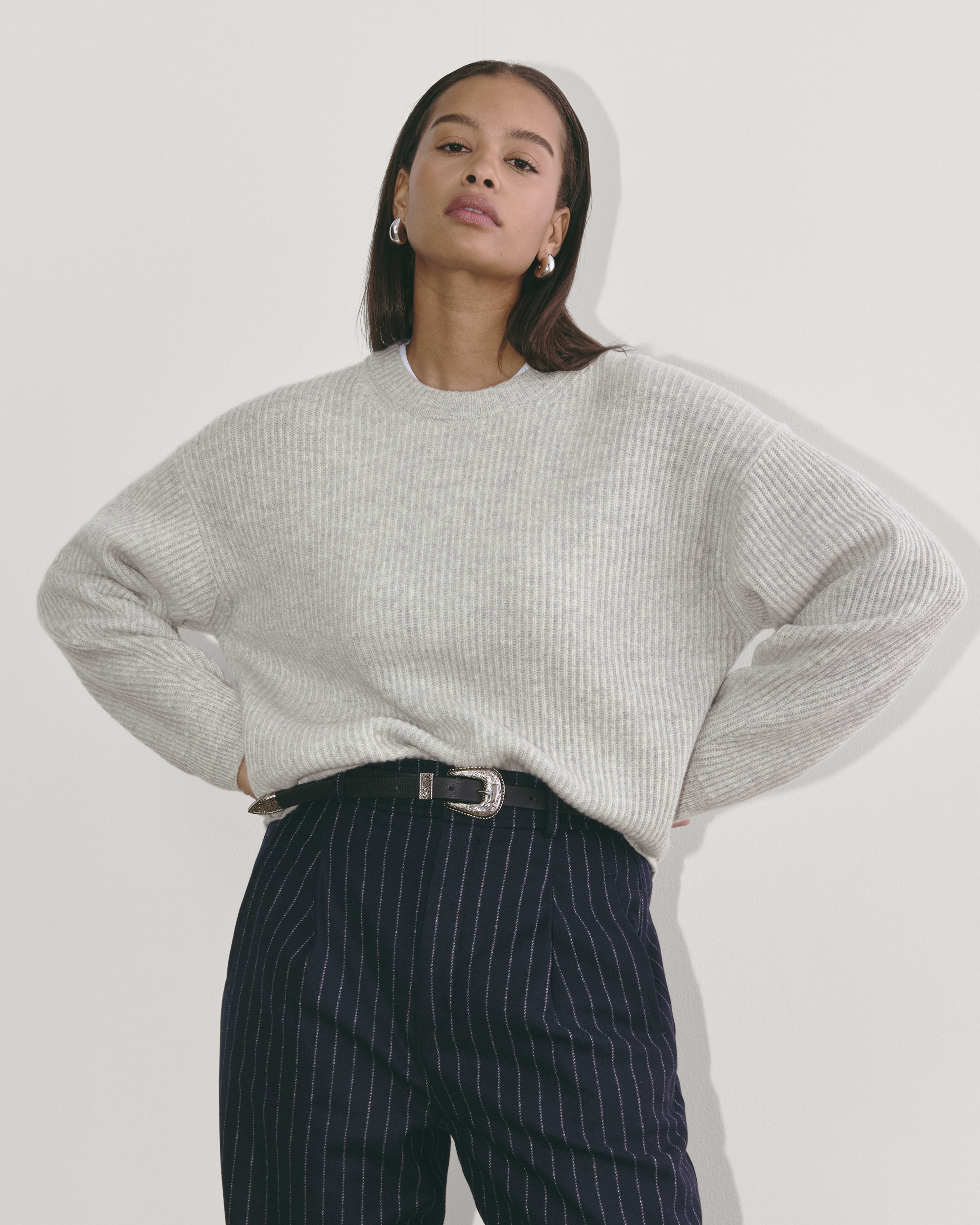 The Cocoon Crew in Wool Cashmere Light Heather Grey – Everlane