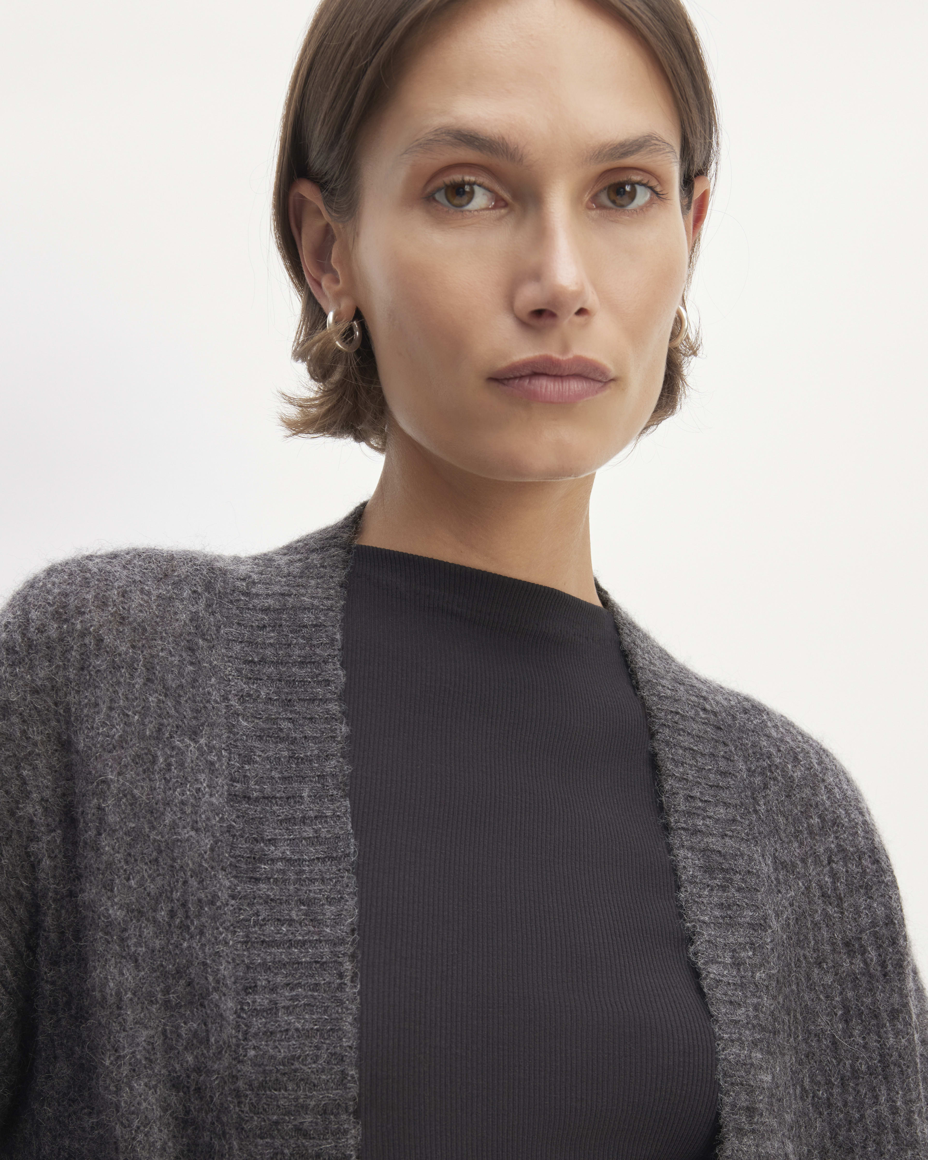 The Alpaca Oversized Cardigan Dark Charcoal – Everlane