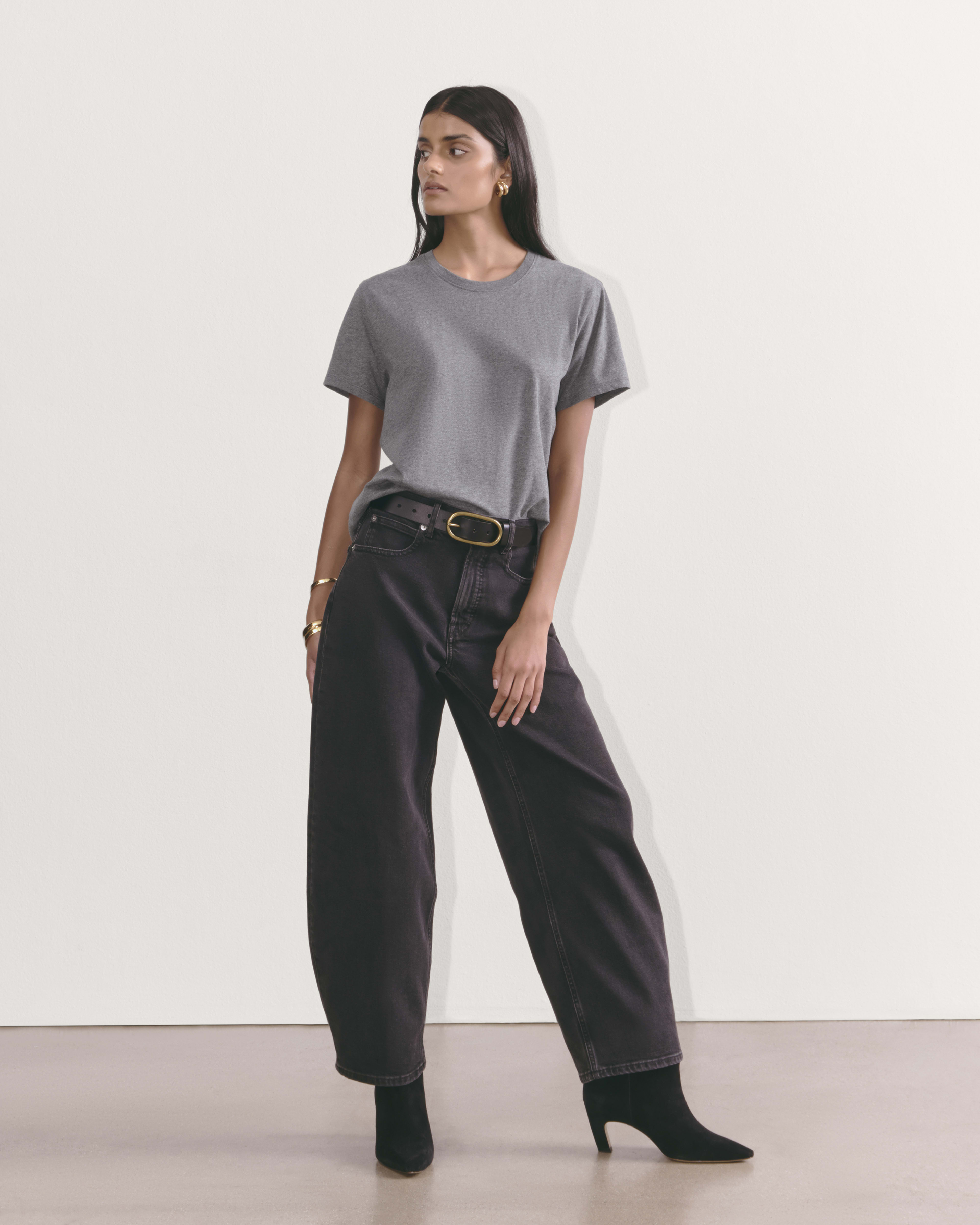 The Box-Cut Tee in Essential Cotton | Heathered Charcoal | No Pocket ...