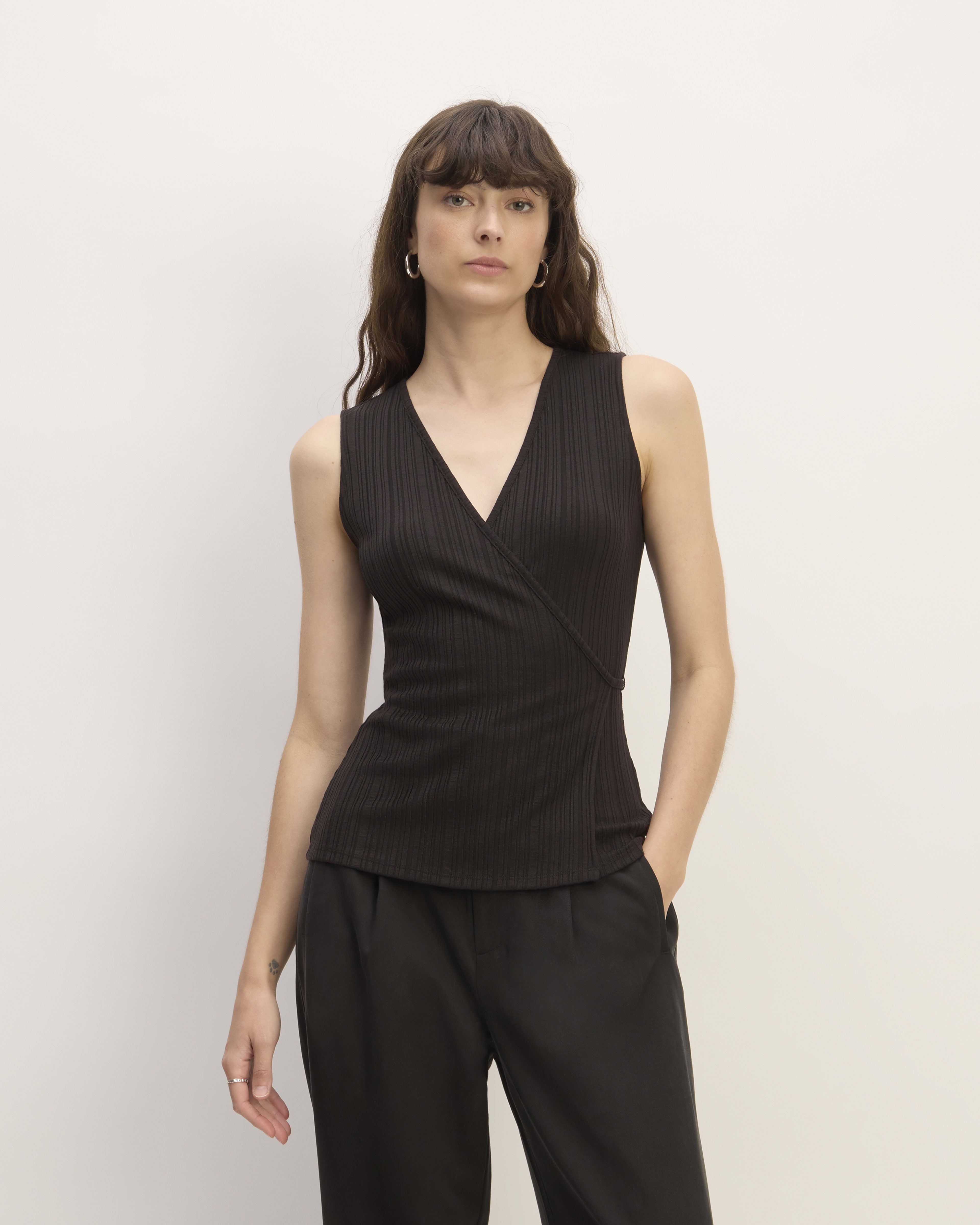 The Rib Wrap Top Black – Everlane