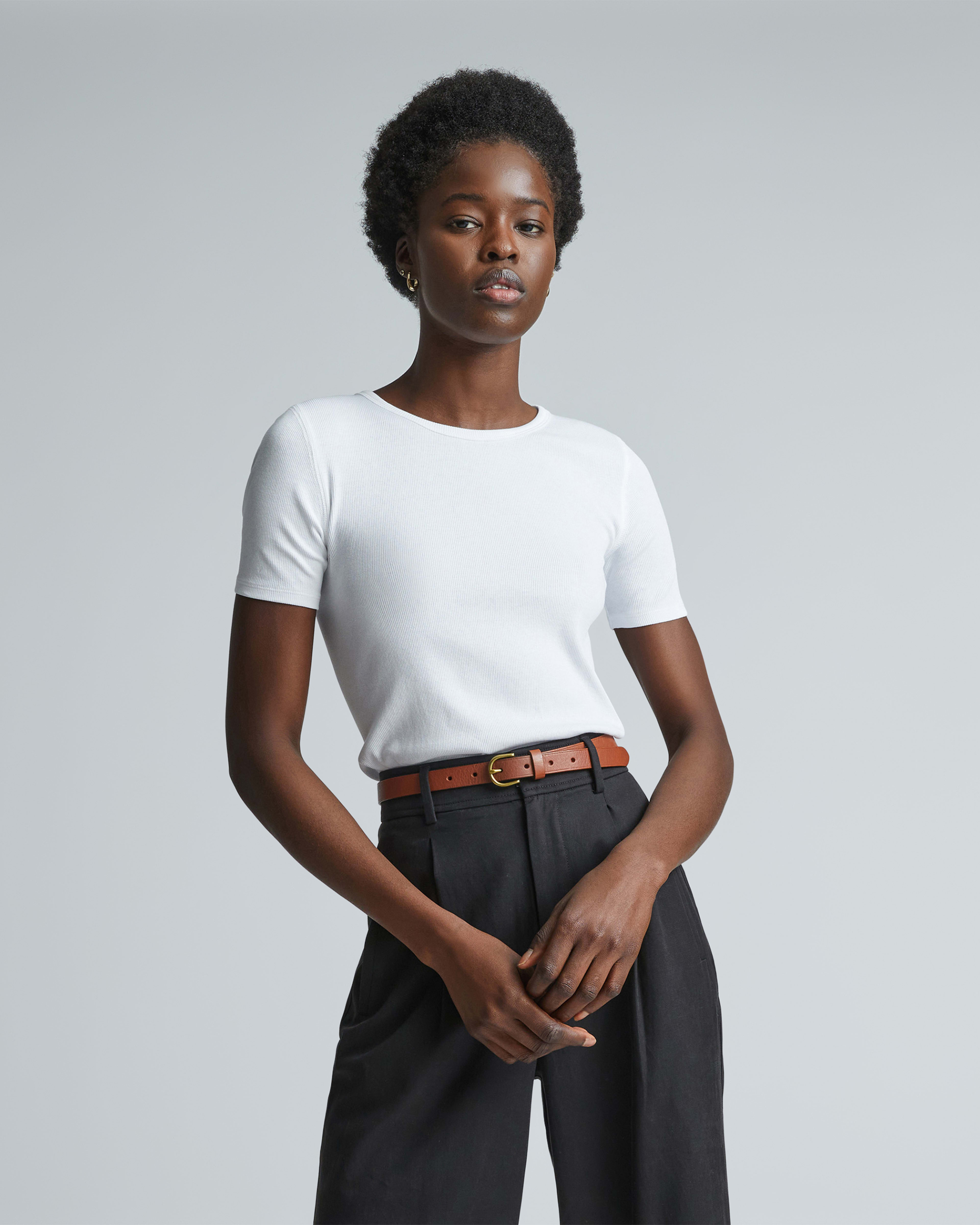 The Luxe Rib Crew | White – Everlane