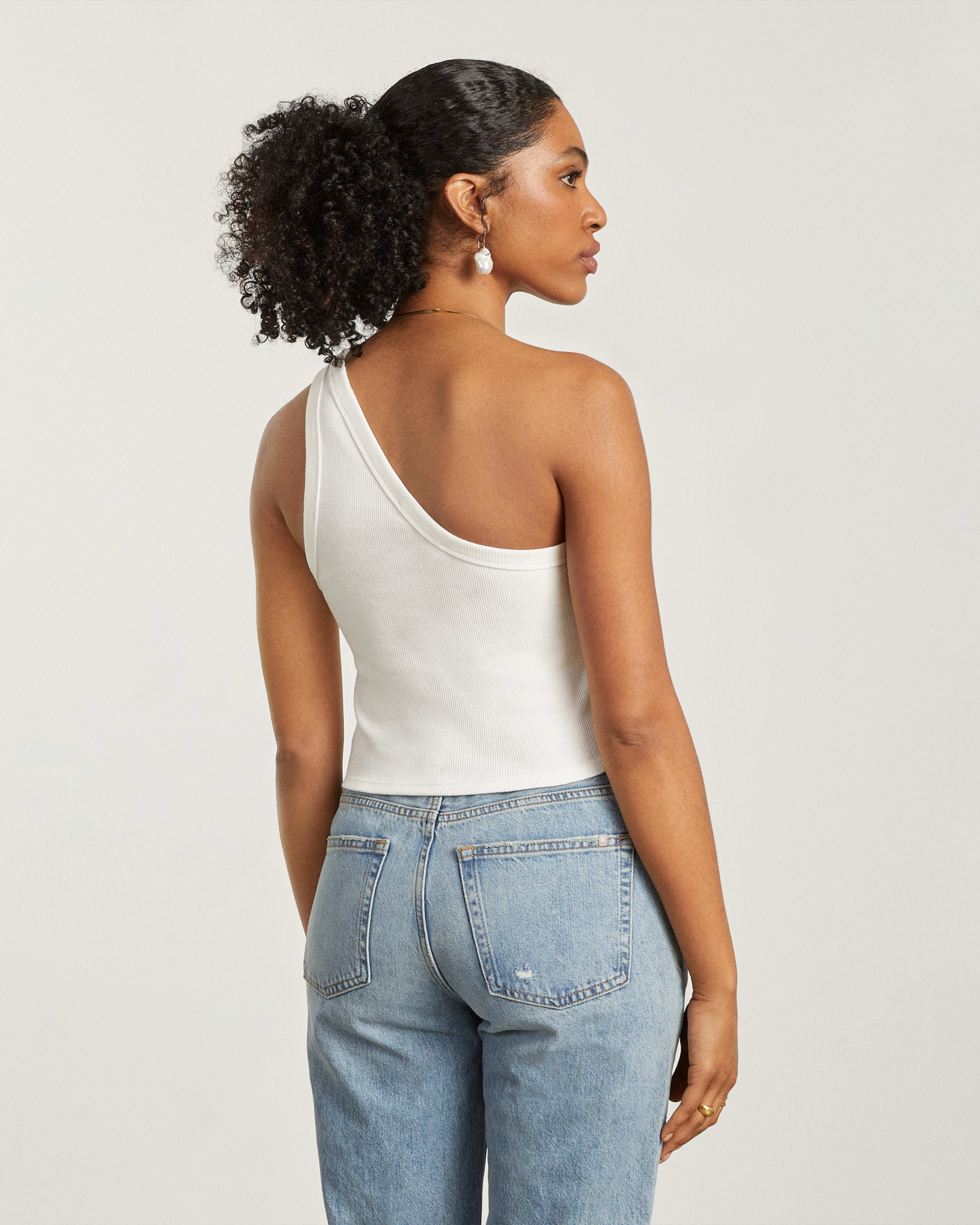 The Ribbed One-Shoulder Tank White – Everlane