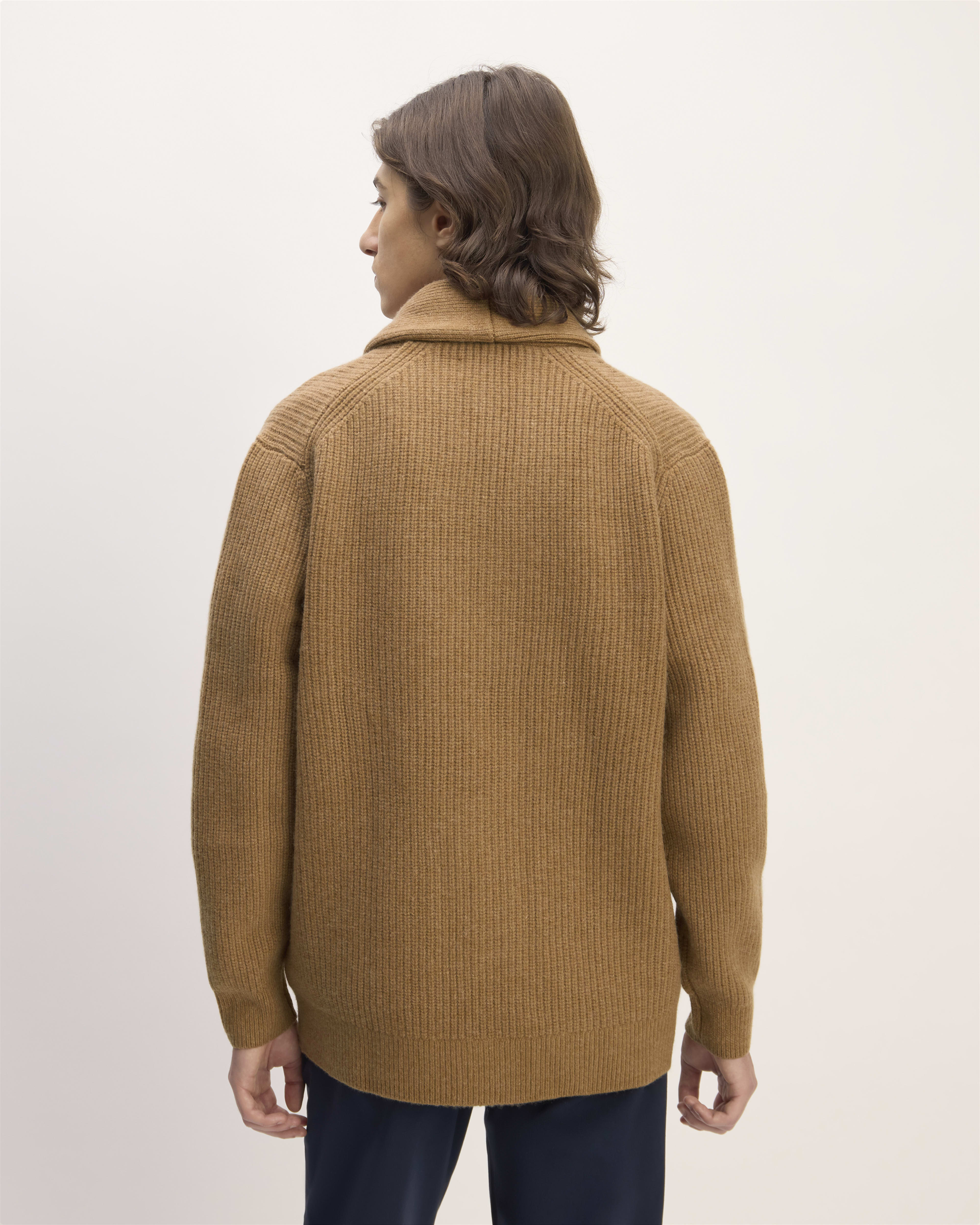 The Felted Merino Shawl Collar Cardigan Deep Camel – Everlane