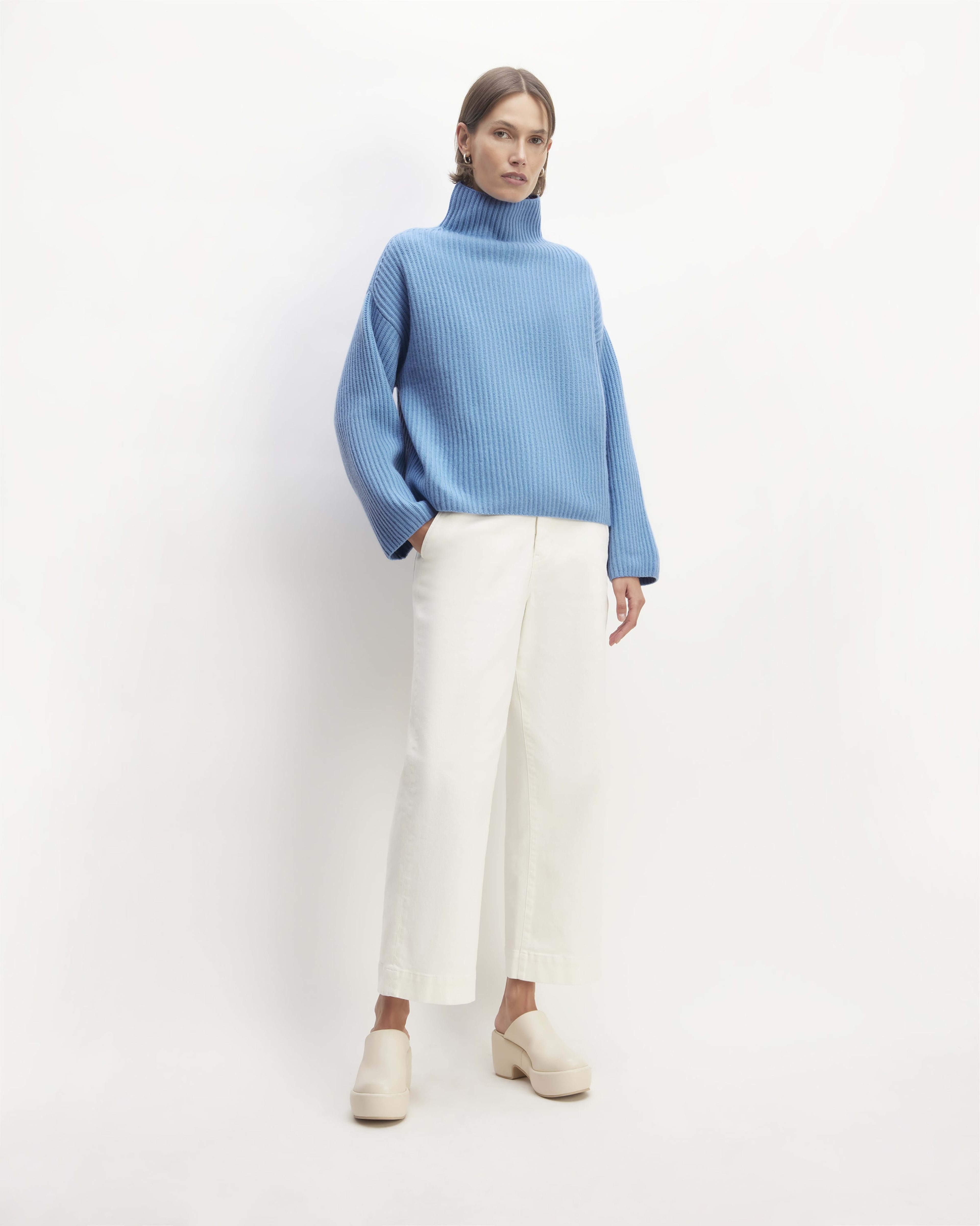 The Felted Merino Funnel-Neck Pullover | Heritage Blue – Everlane