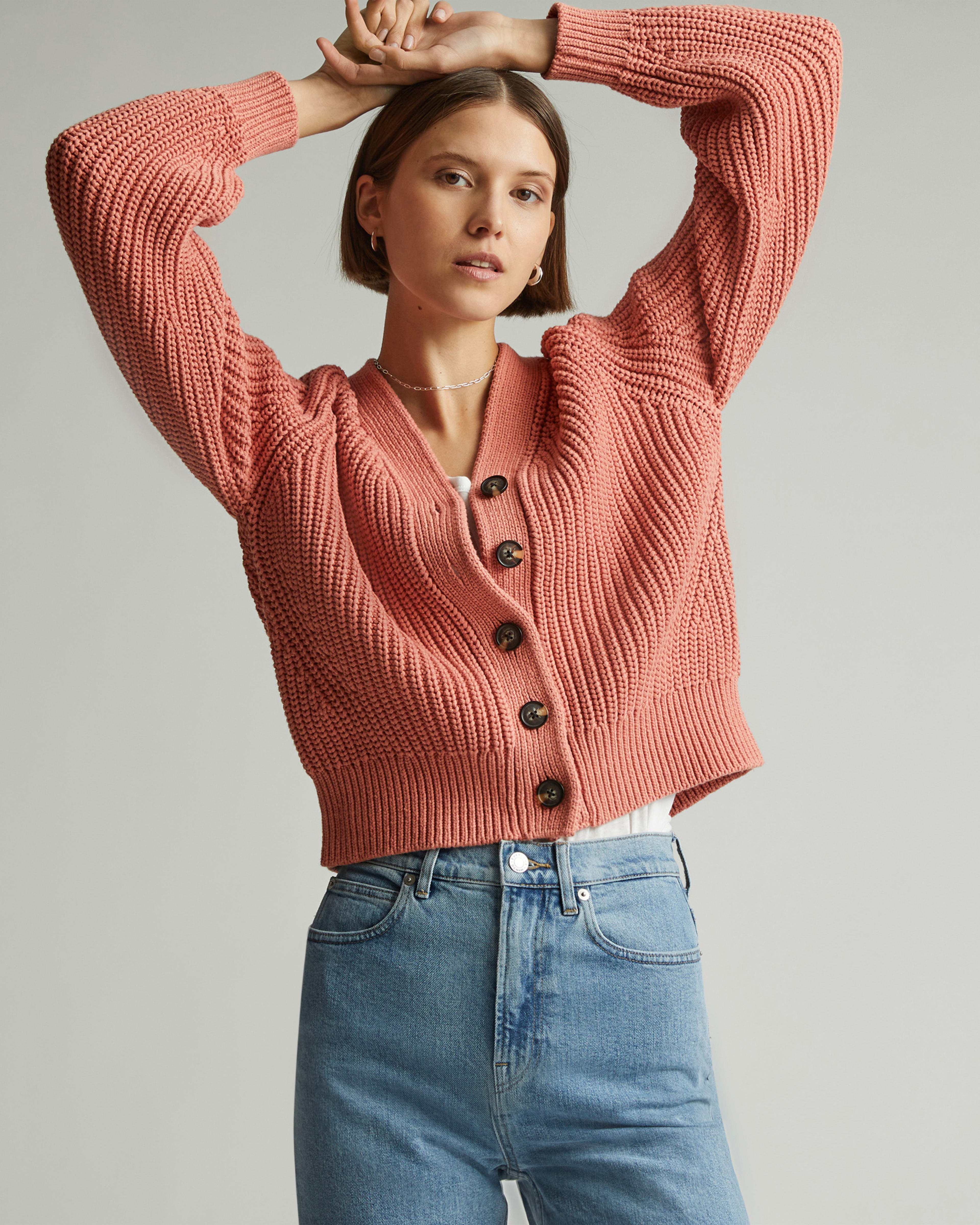 The Texture Cotton Cardigan Light Rose – Everlane