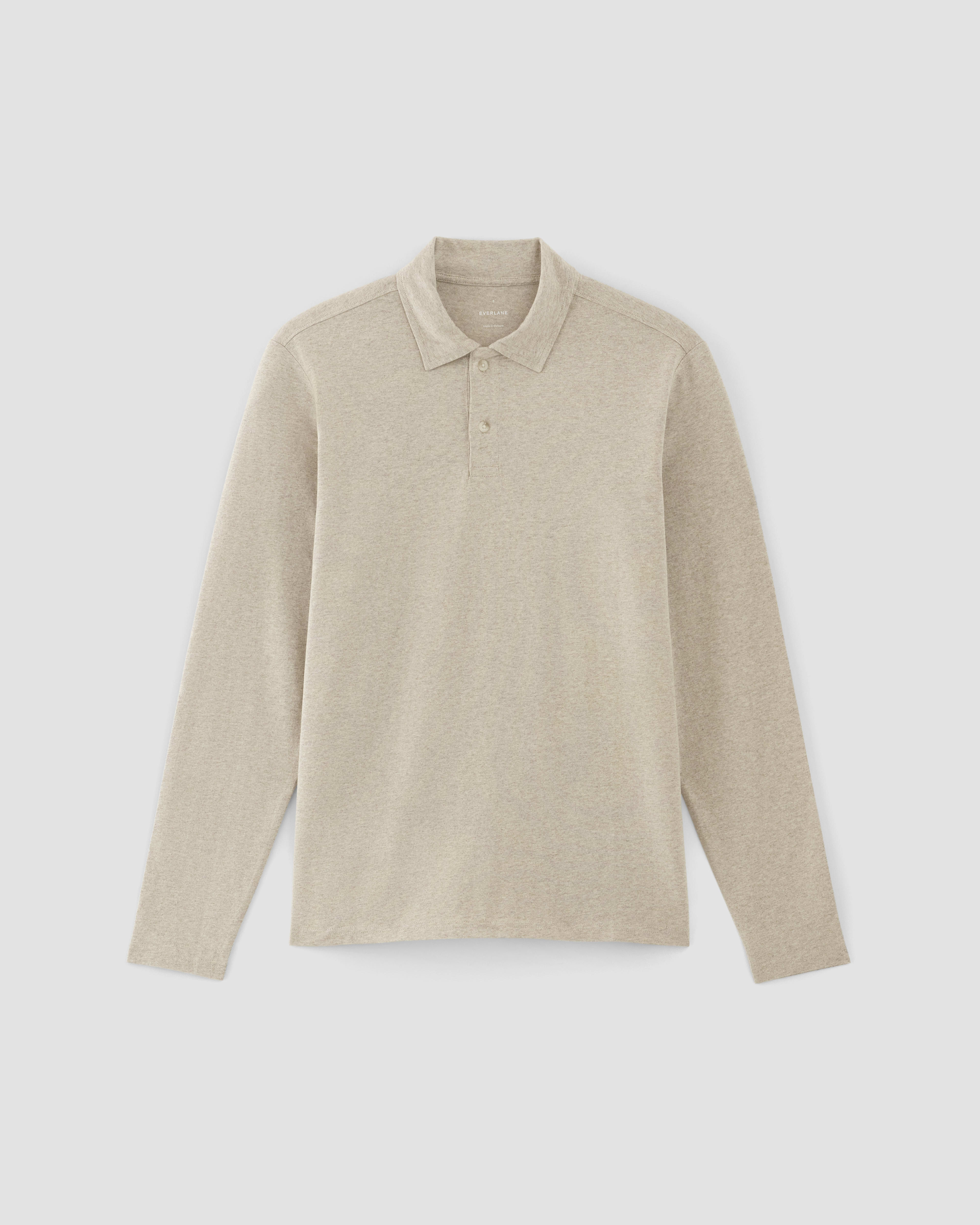 The Premium Weight Long-Sleeve Polo Heather Oatmeal – Everlane