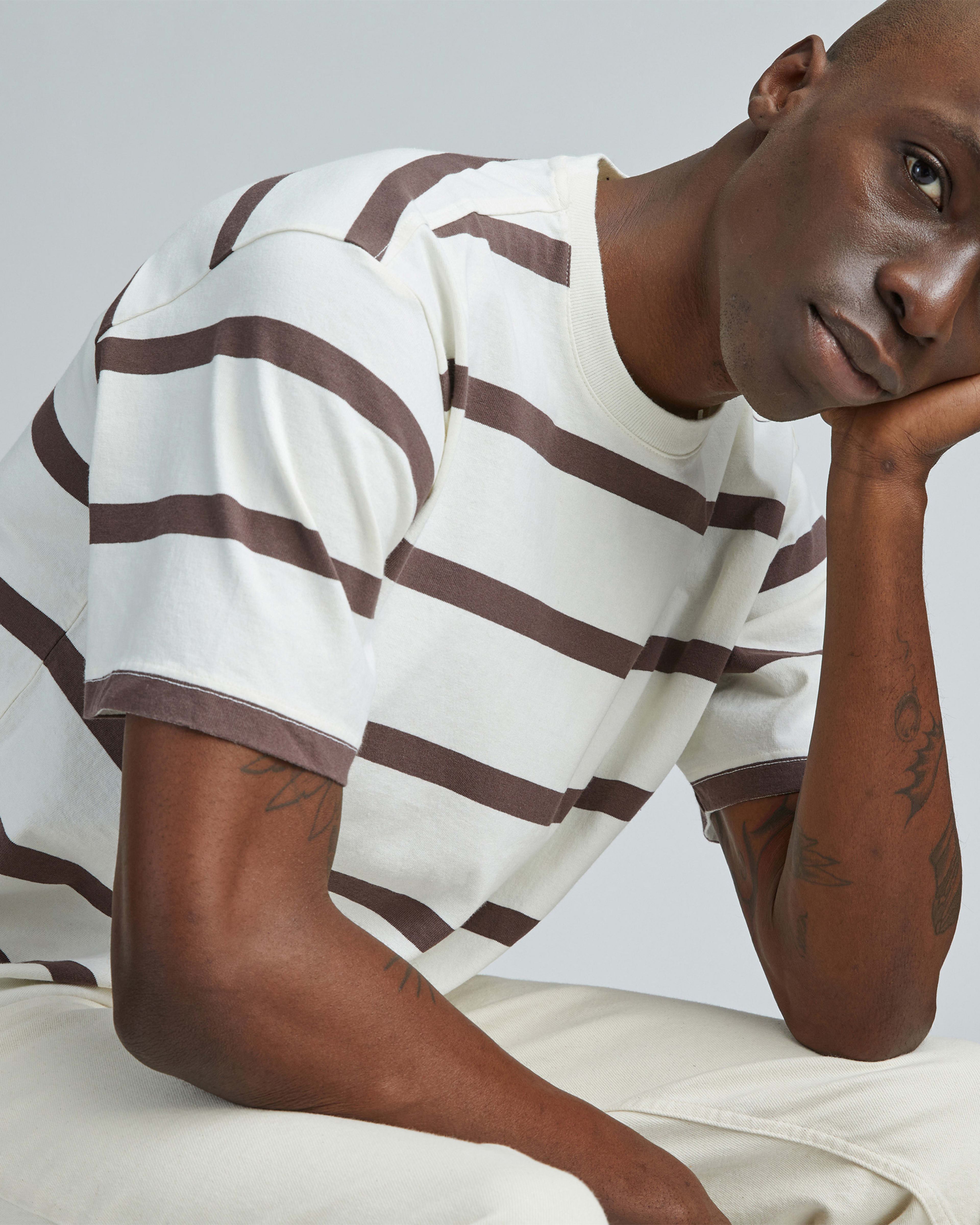 The Premium-Weight Relaxed Crew | Uniform Chocolate Brown / Canvas Tan ...