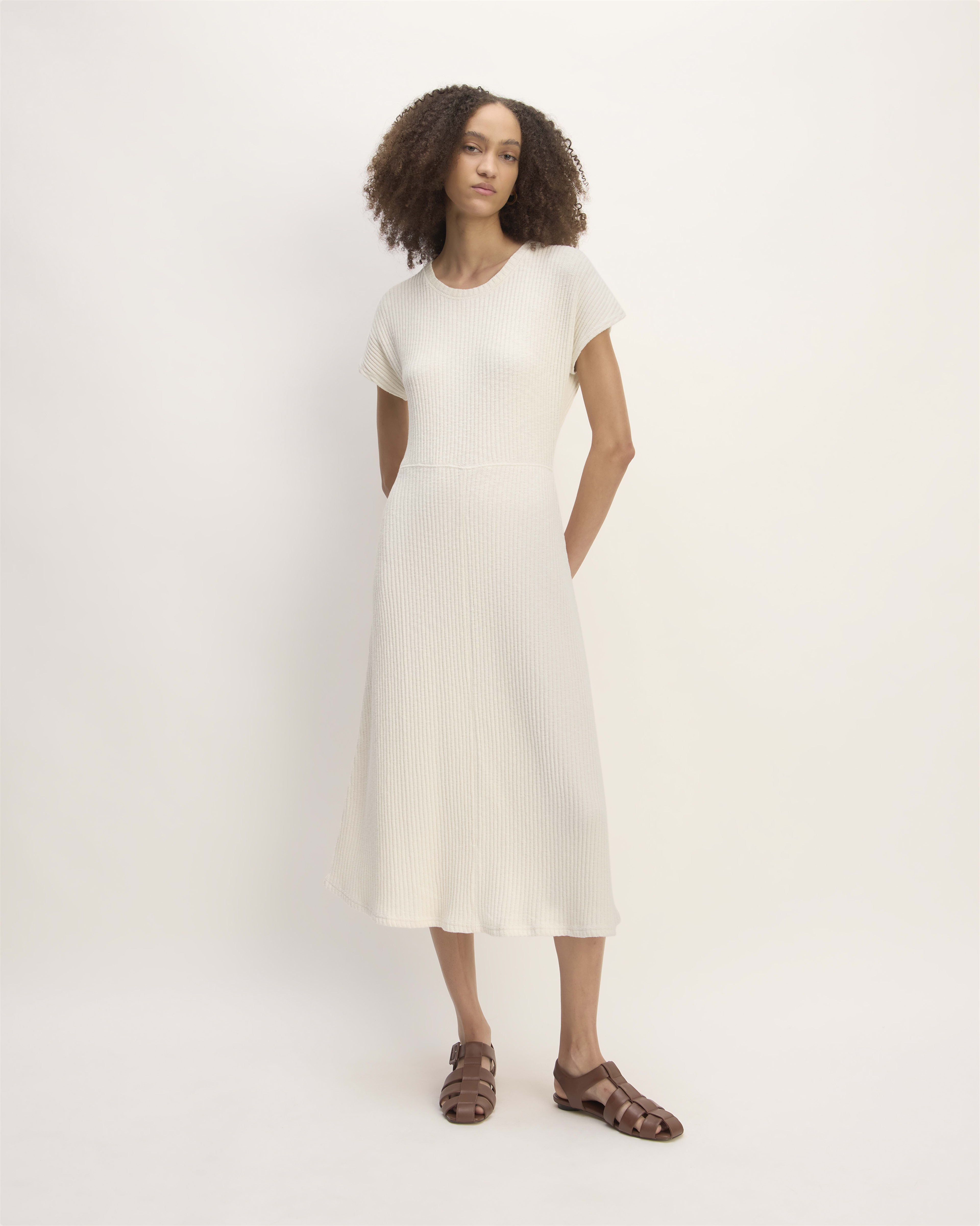 The Rib-Knit Cap-Sleeve Midi Dress | Bone – Everlane