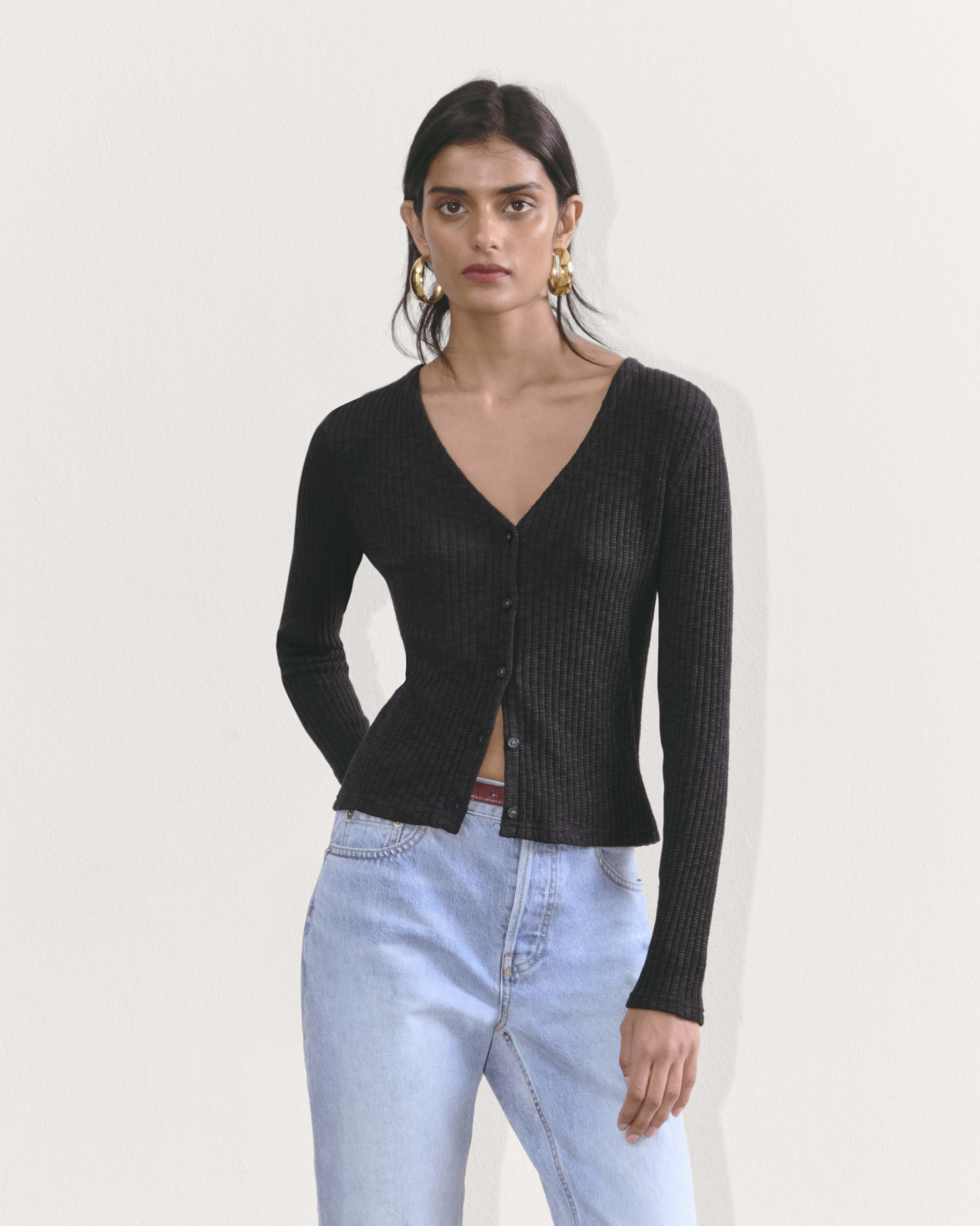 The Cozy-Rib Cardigan Black – Everlane