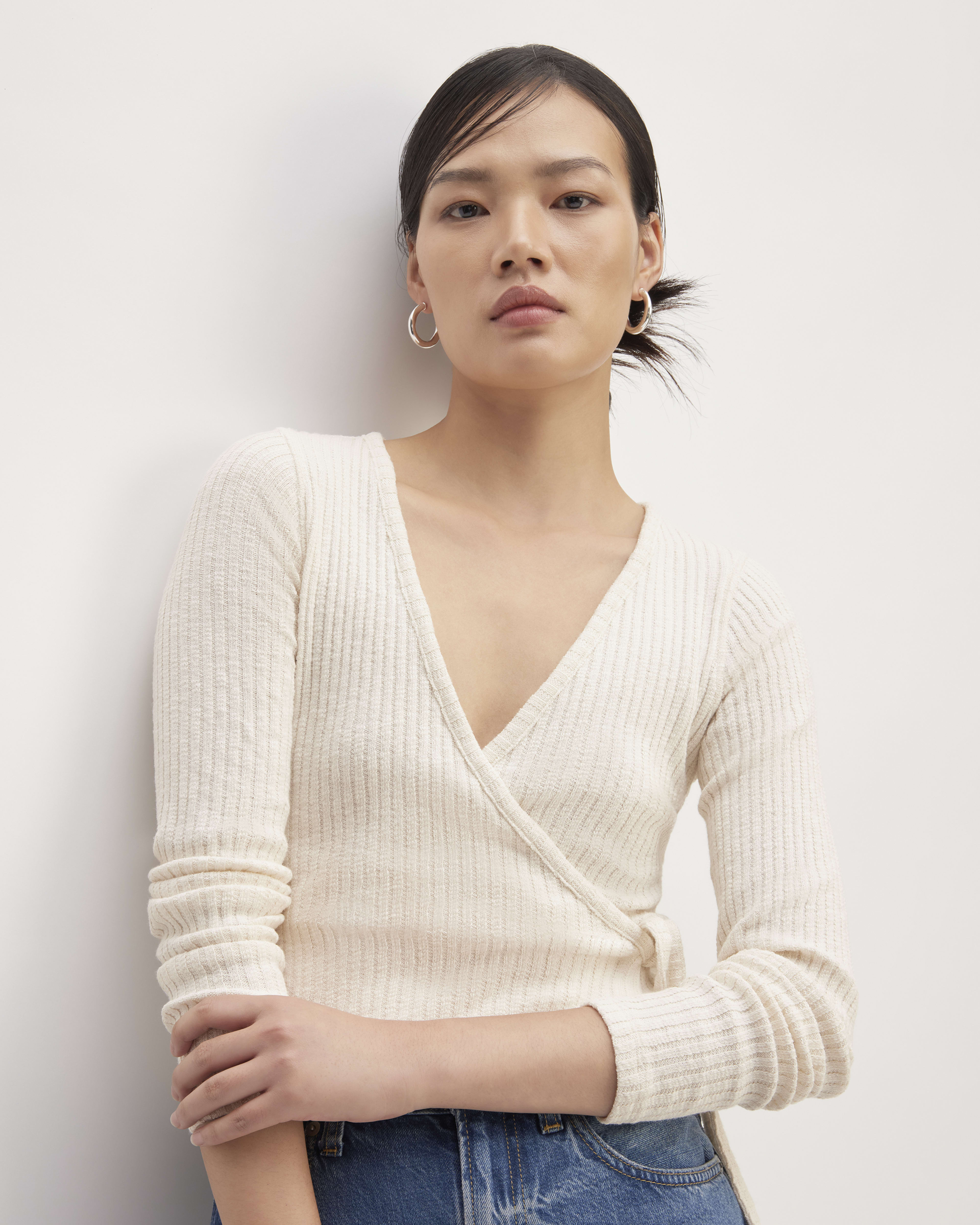 The Cozy-Rib Wrap Top Bone – Everlane