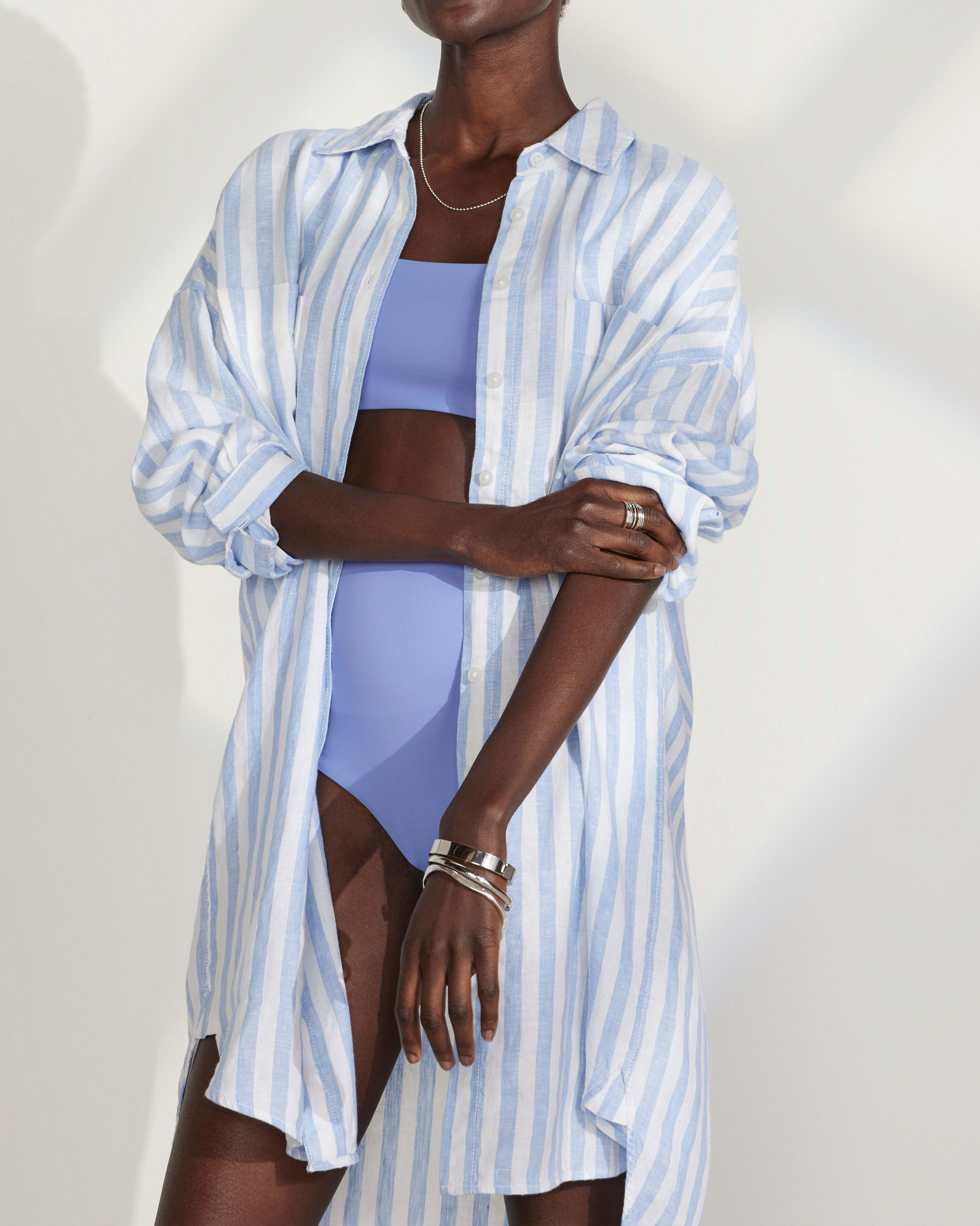 The Way-Long Linen Shirt Blue / White – Everlane