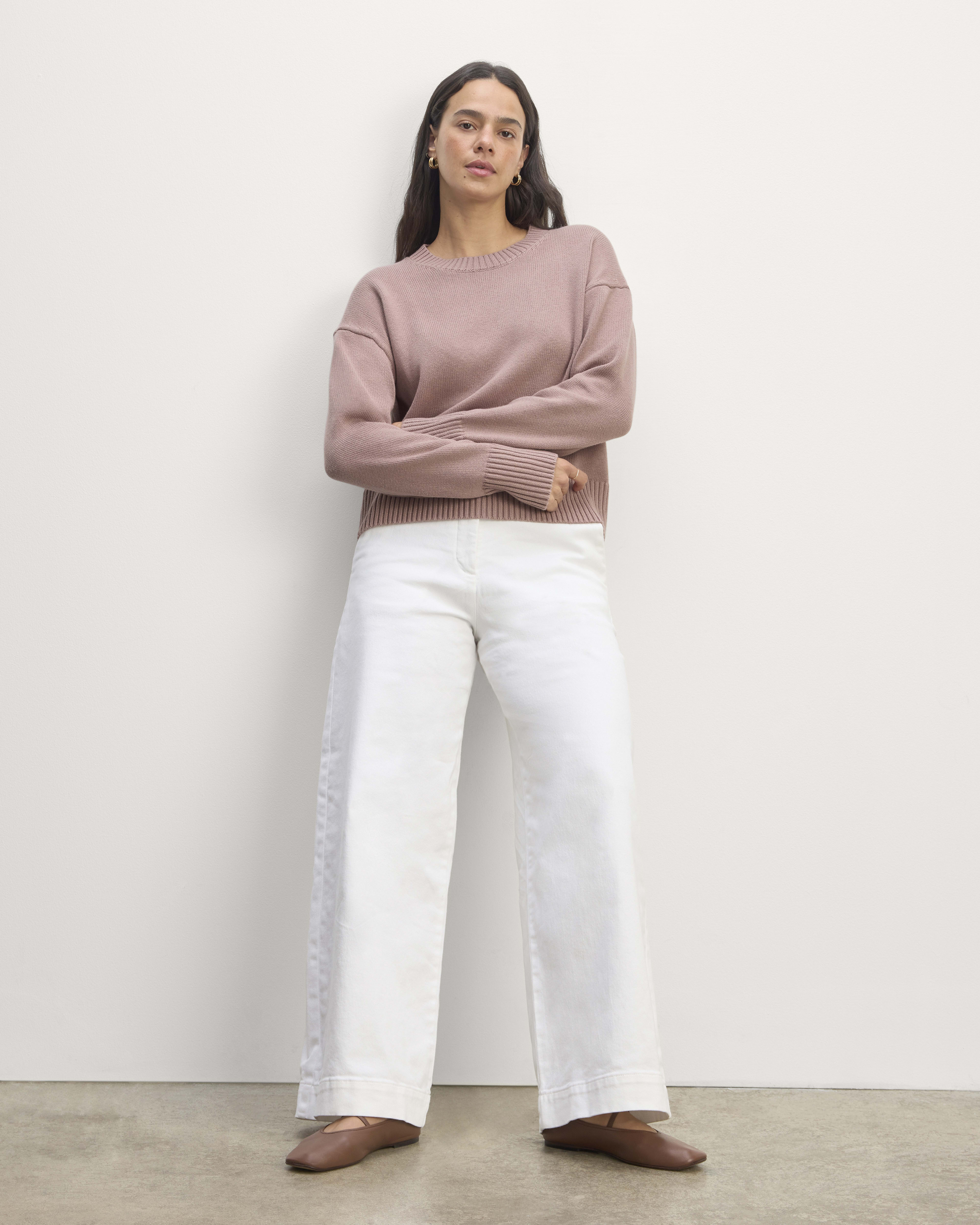 The Boxy Sweater in Everyday Cotton Dusty Rose – Everlane