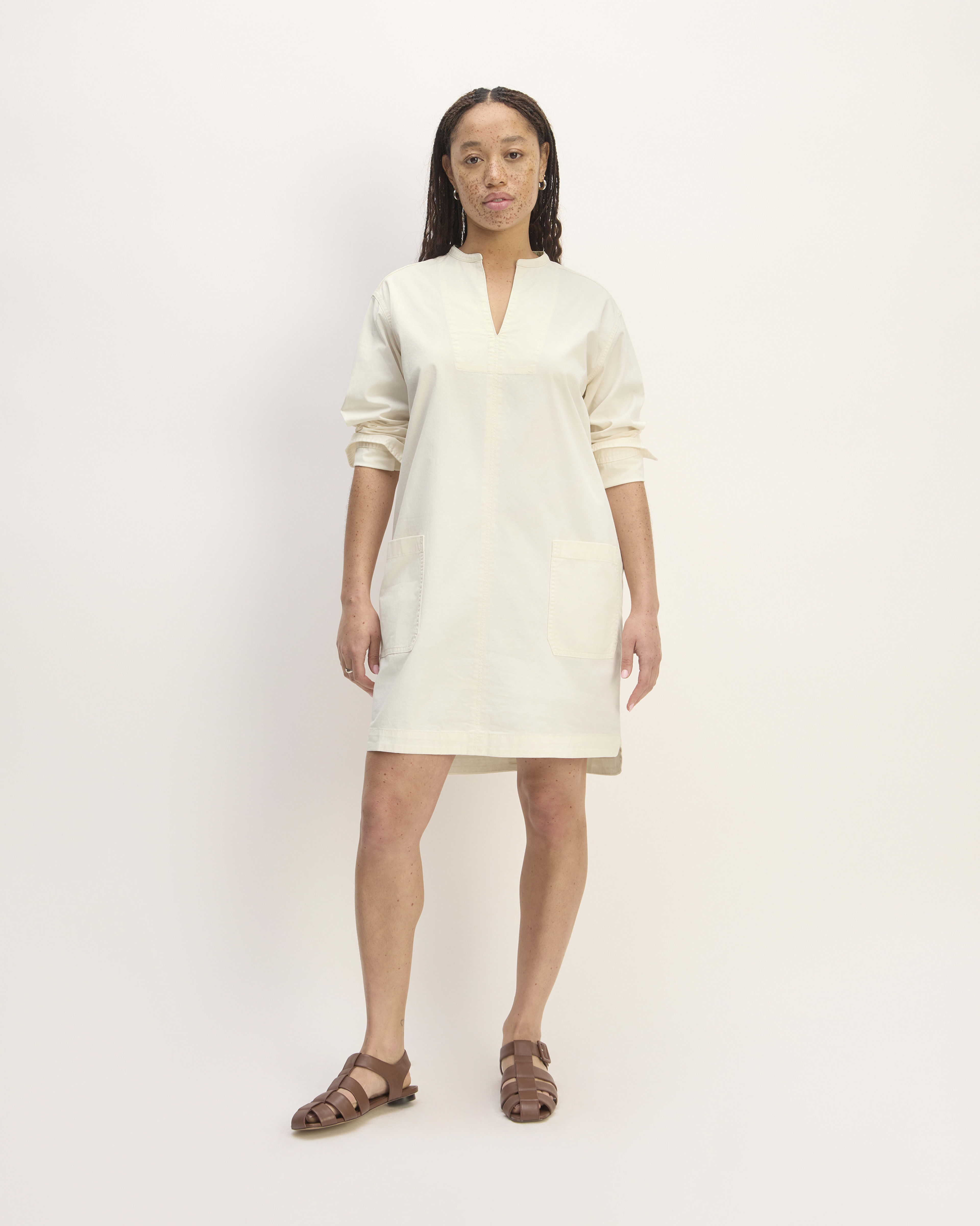 The Long-Sleeve Utility Mini Dress | Bone – Everlane