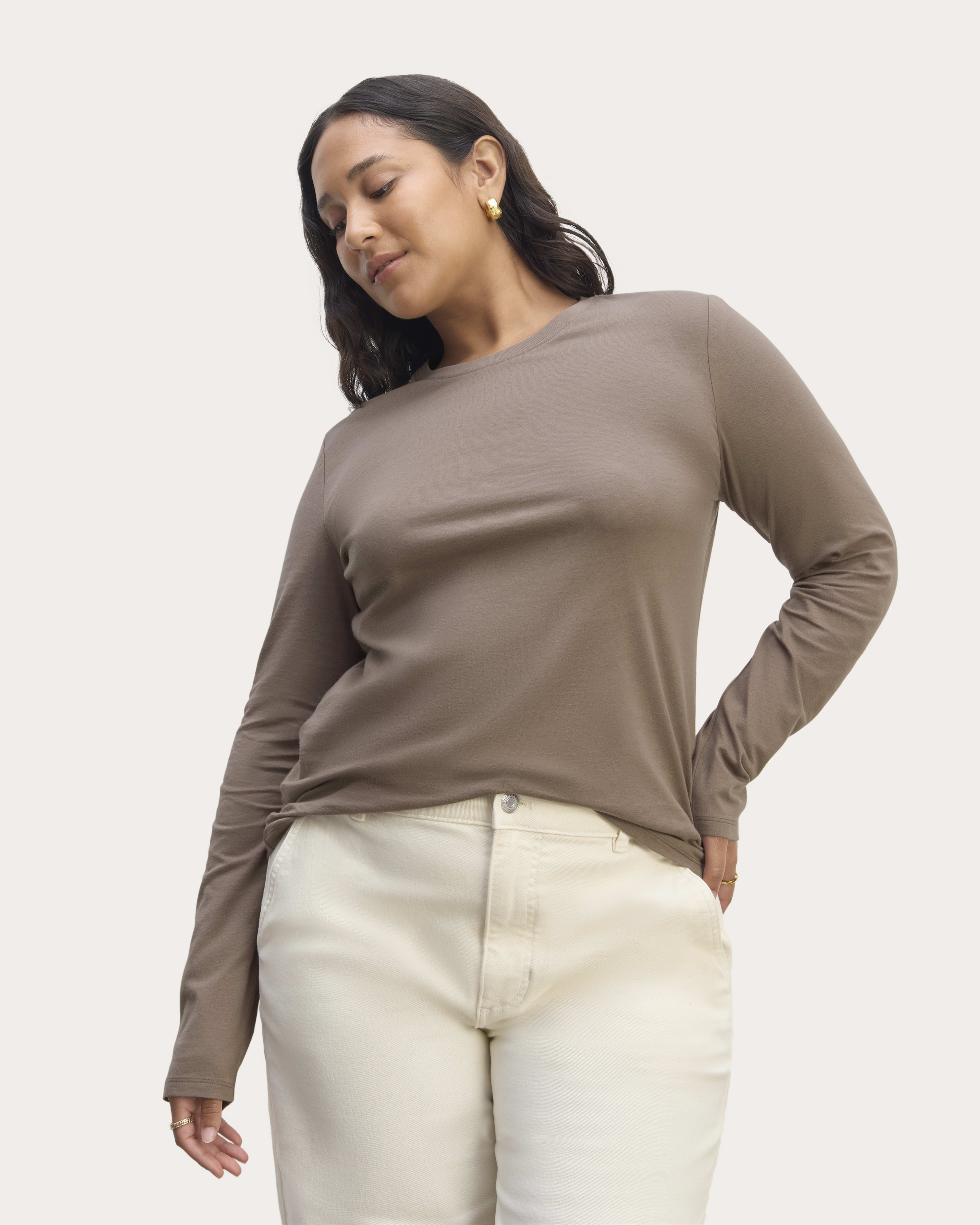 The Slim Long-Sleeve Crew in Essential Cotton | Clay – Everlane
