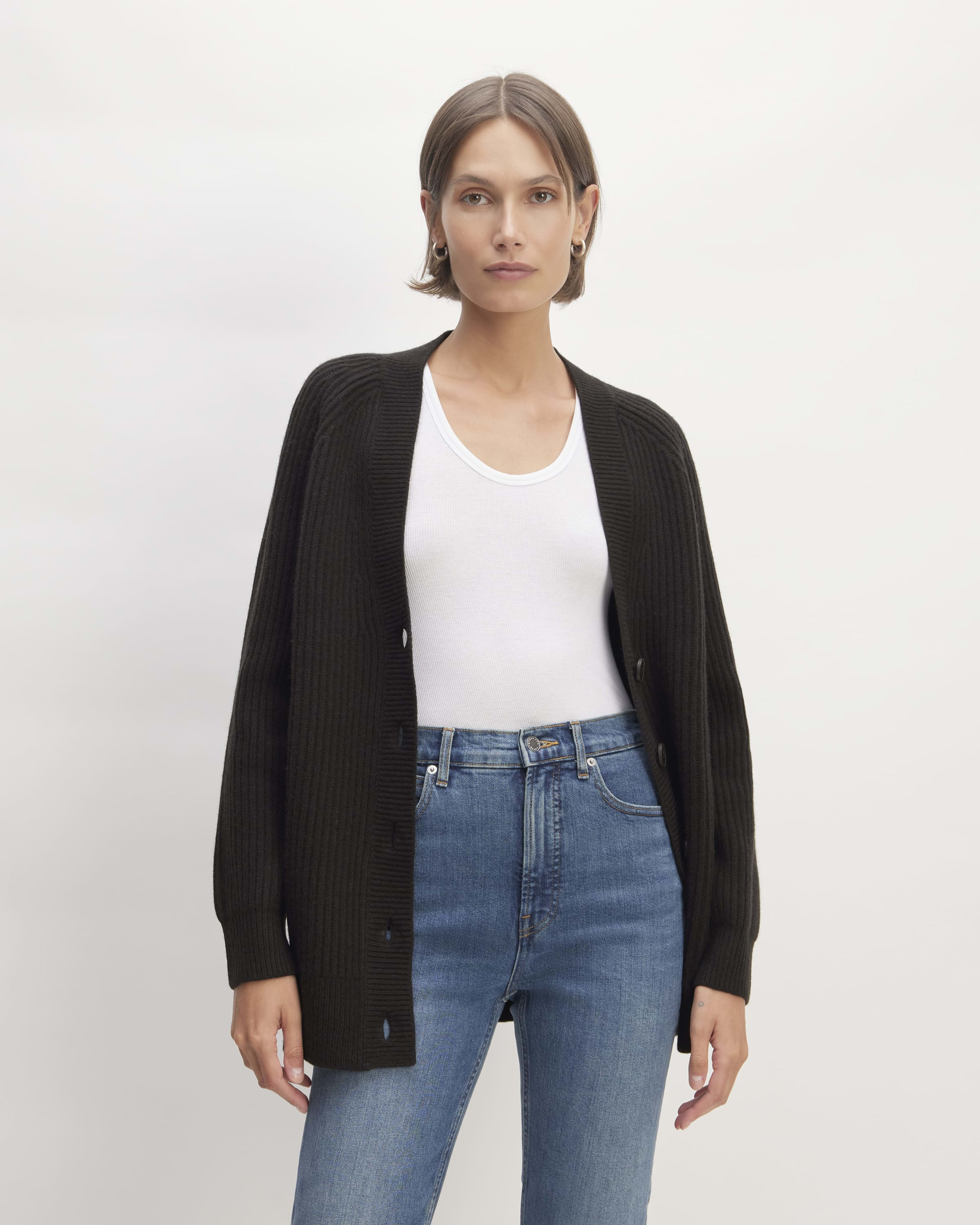 The Felted Merino Cocoon Cardigan Black – Everlane