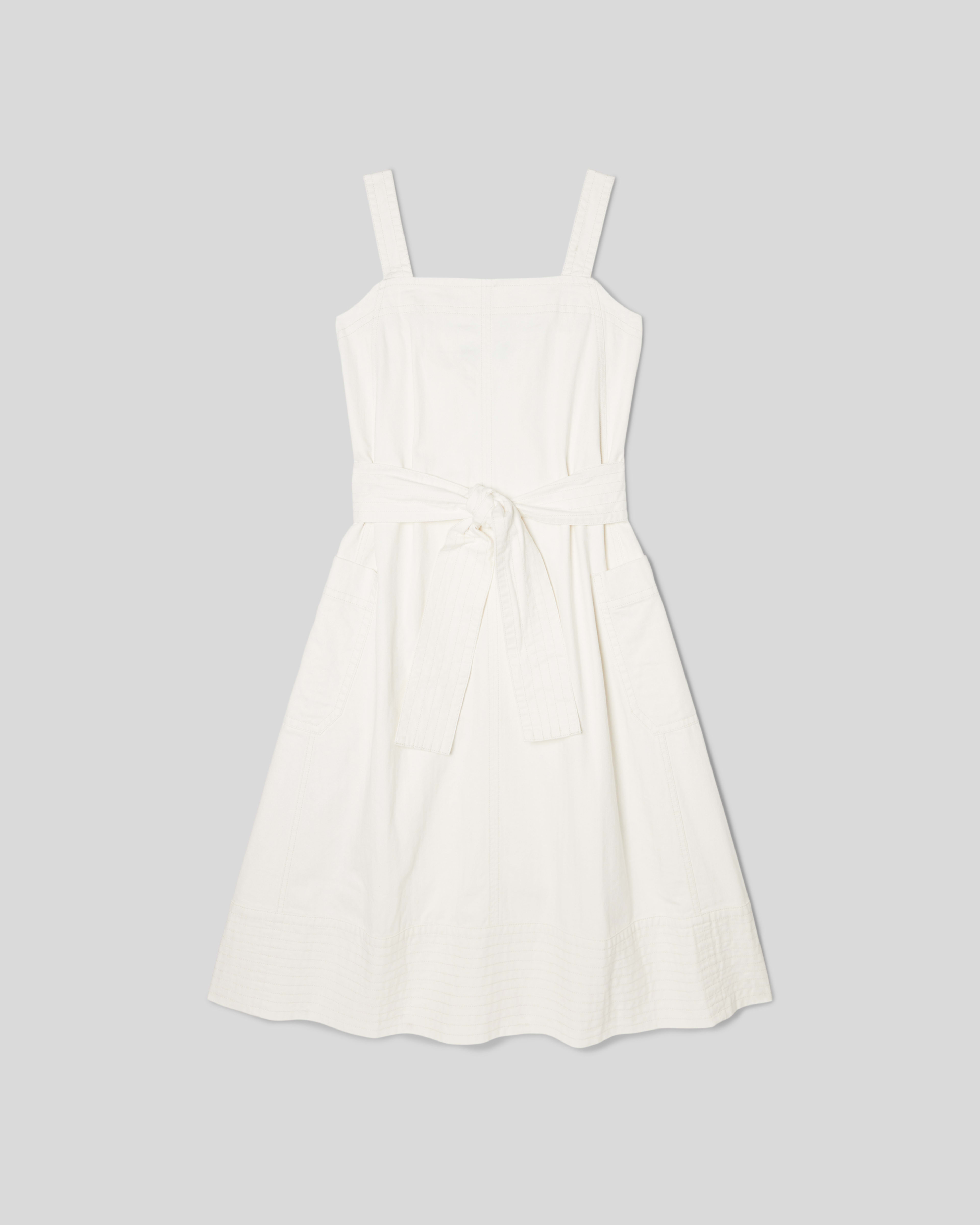 The Organic Cotton Herringbone Dress | Bone – Everlane