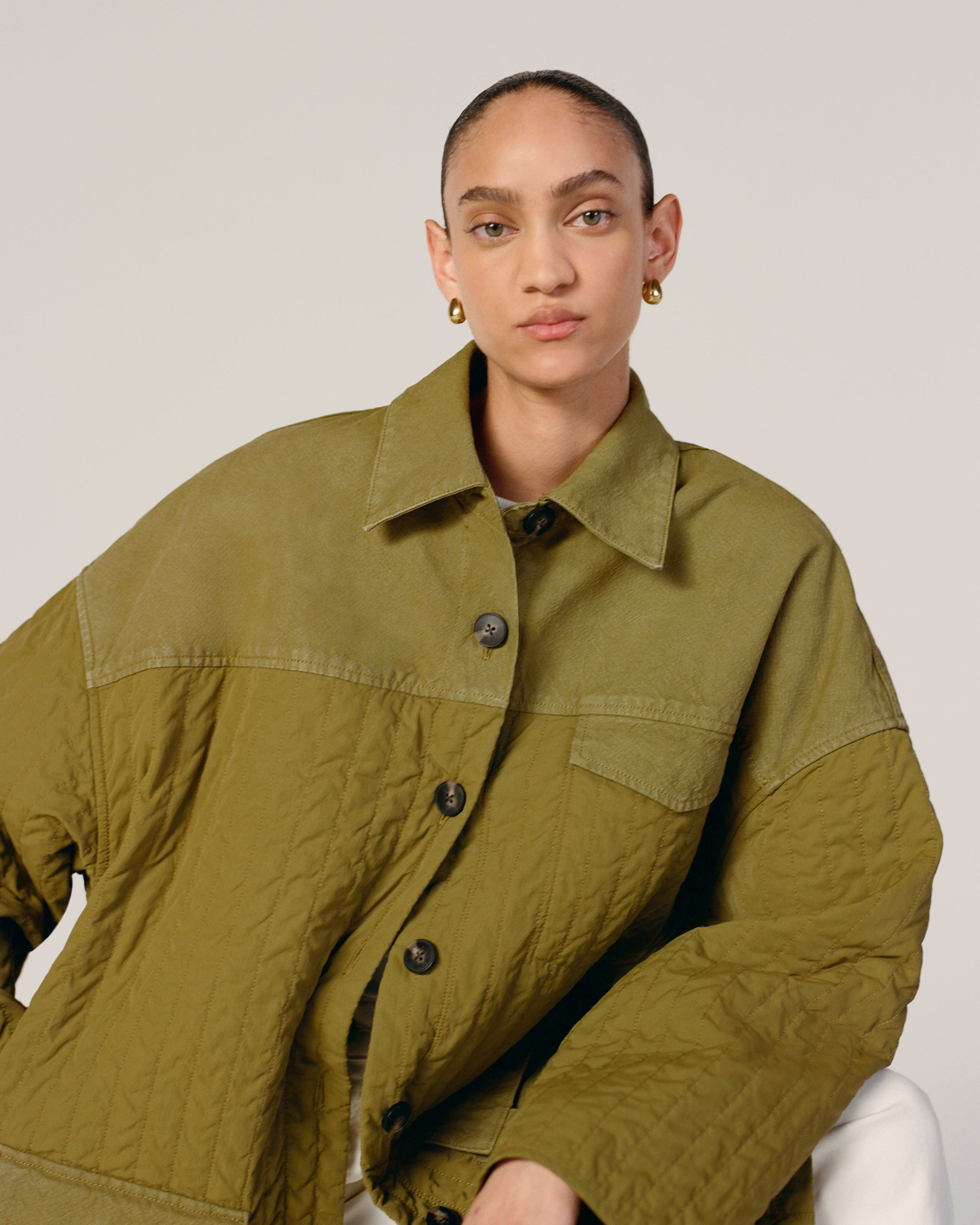The Everlane x Marques' Almeida Canvas Patchwork Jacket Moss Green ...