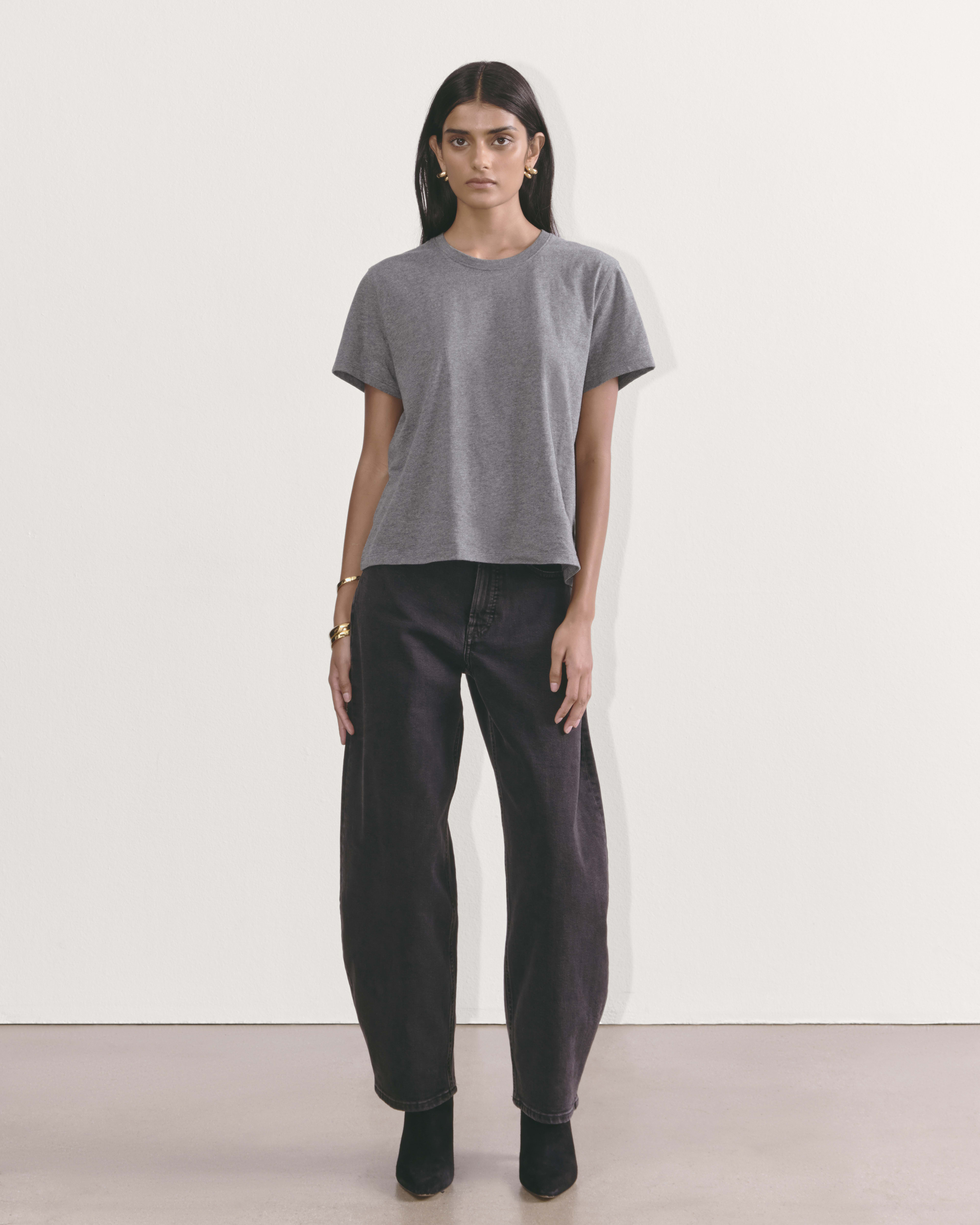 The Box-Cut Tee in Essential Cotton | Heathered Charcoal | No Pocket ...