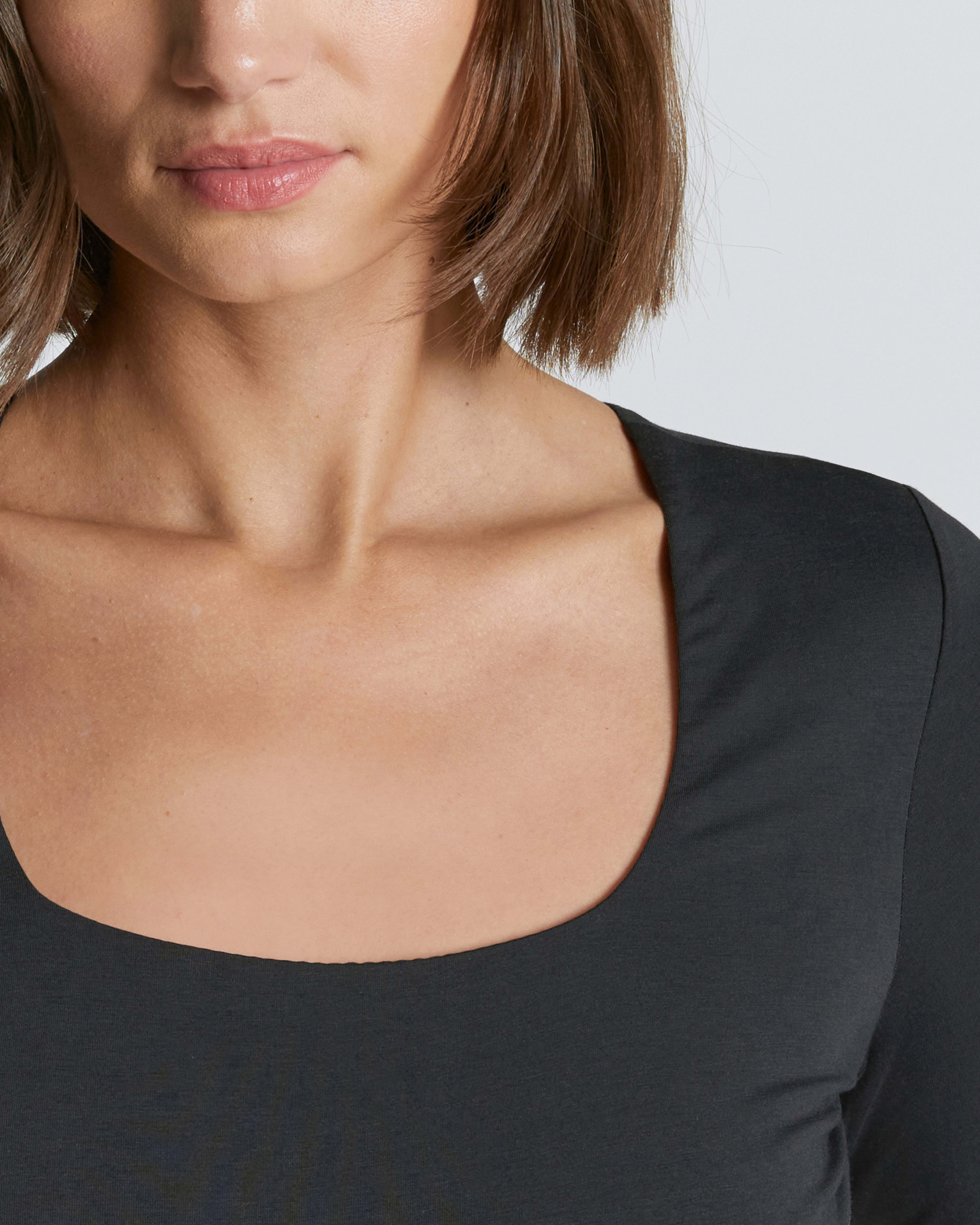 The Long-Sleeve Supima® Square-Neck Bodysuit Black – Everlane
