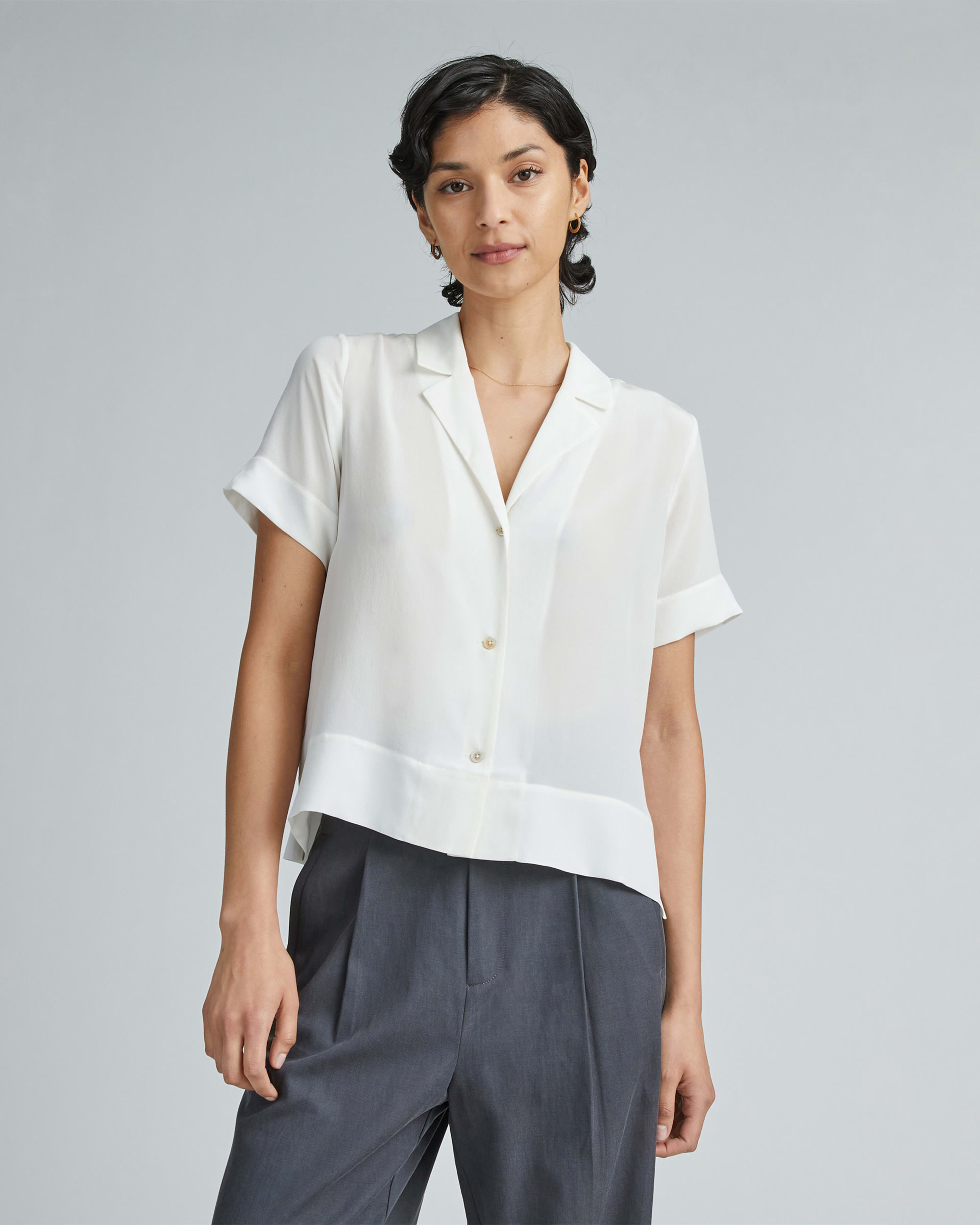 The Notch Shirt in Washable Silk | Off-White – Everlane