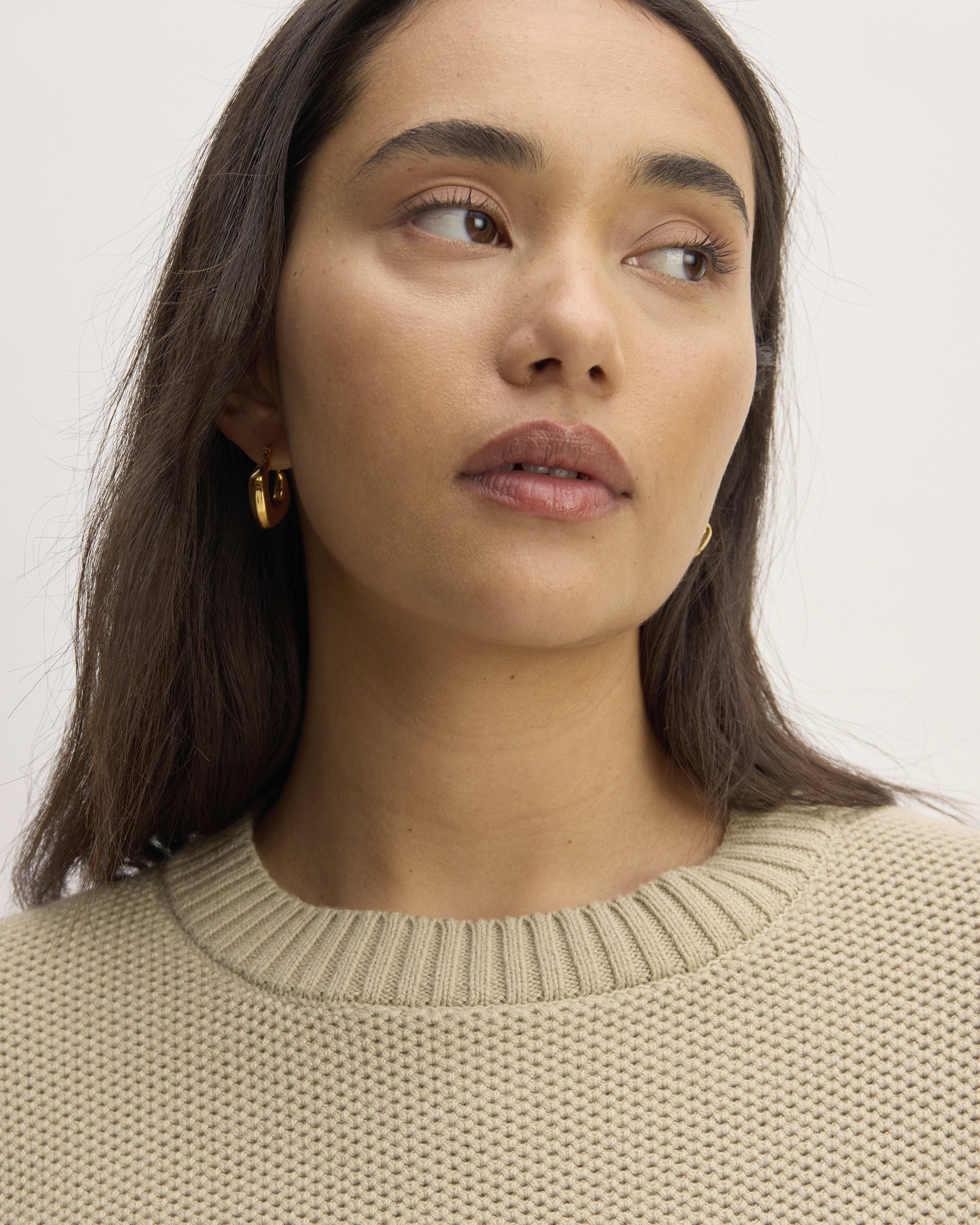 The Cotton Honeycomb Square Crew | Trench Coat Khaki – Everlane