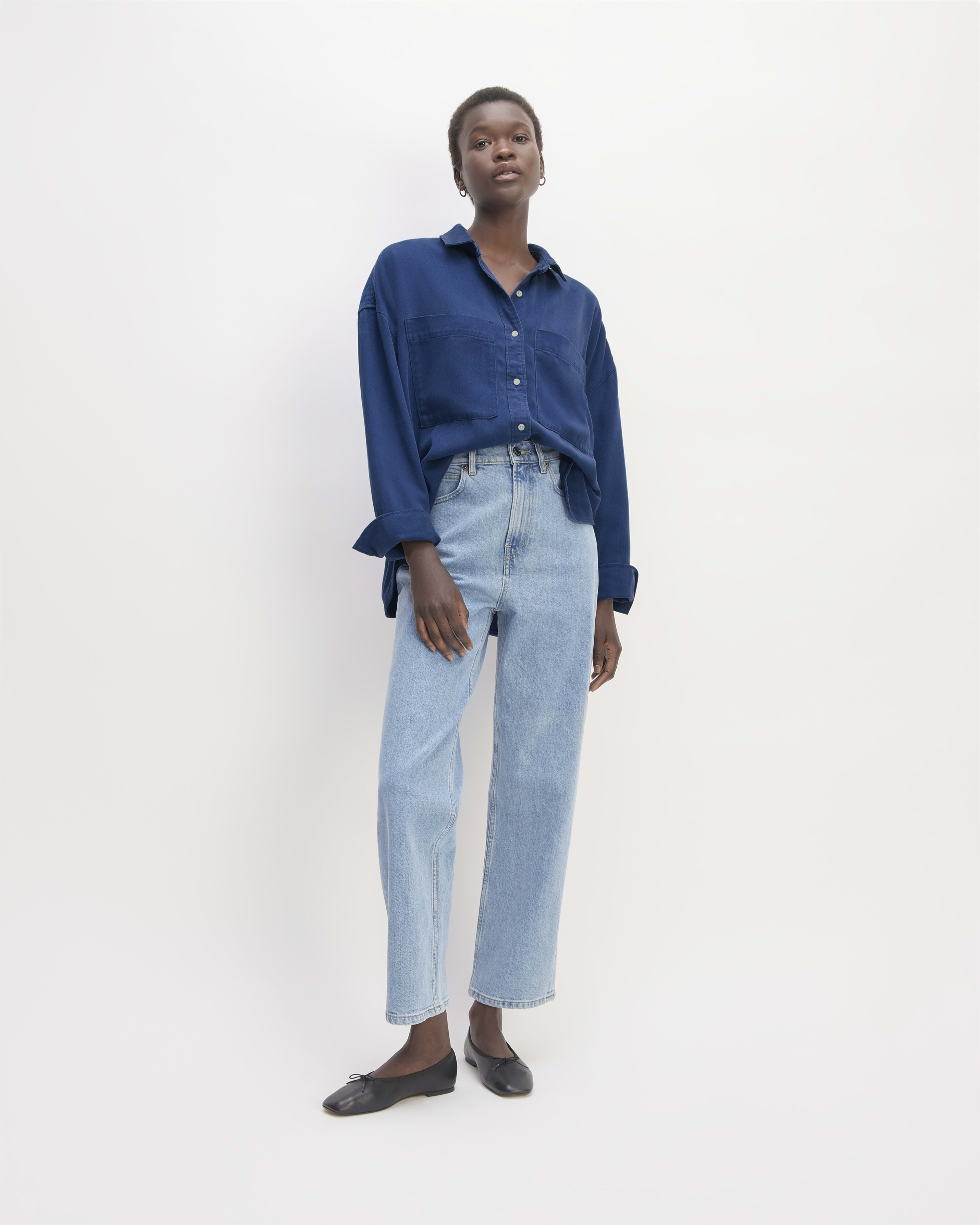 The Boxy Overshirt in Buttersoft | Bellwether Blue – Everlane