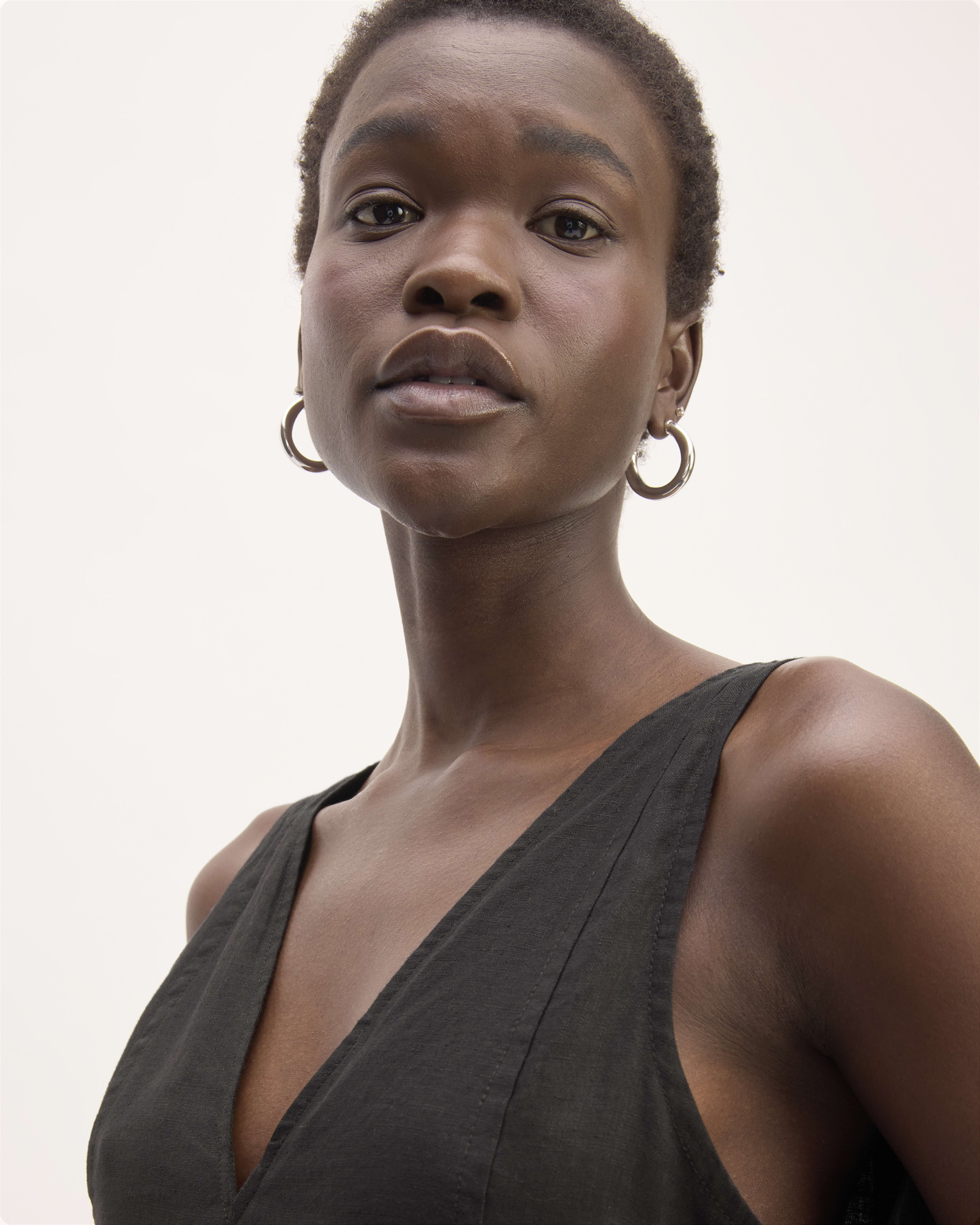 The Linen V Neck Midi Dress Black Everlane