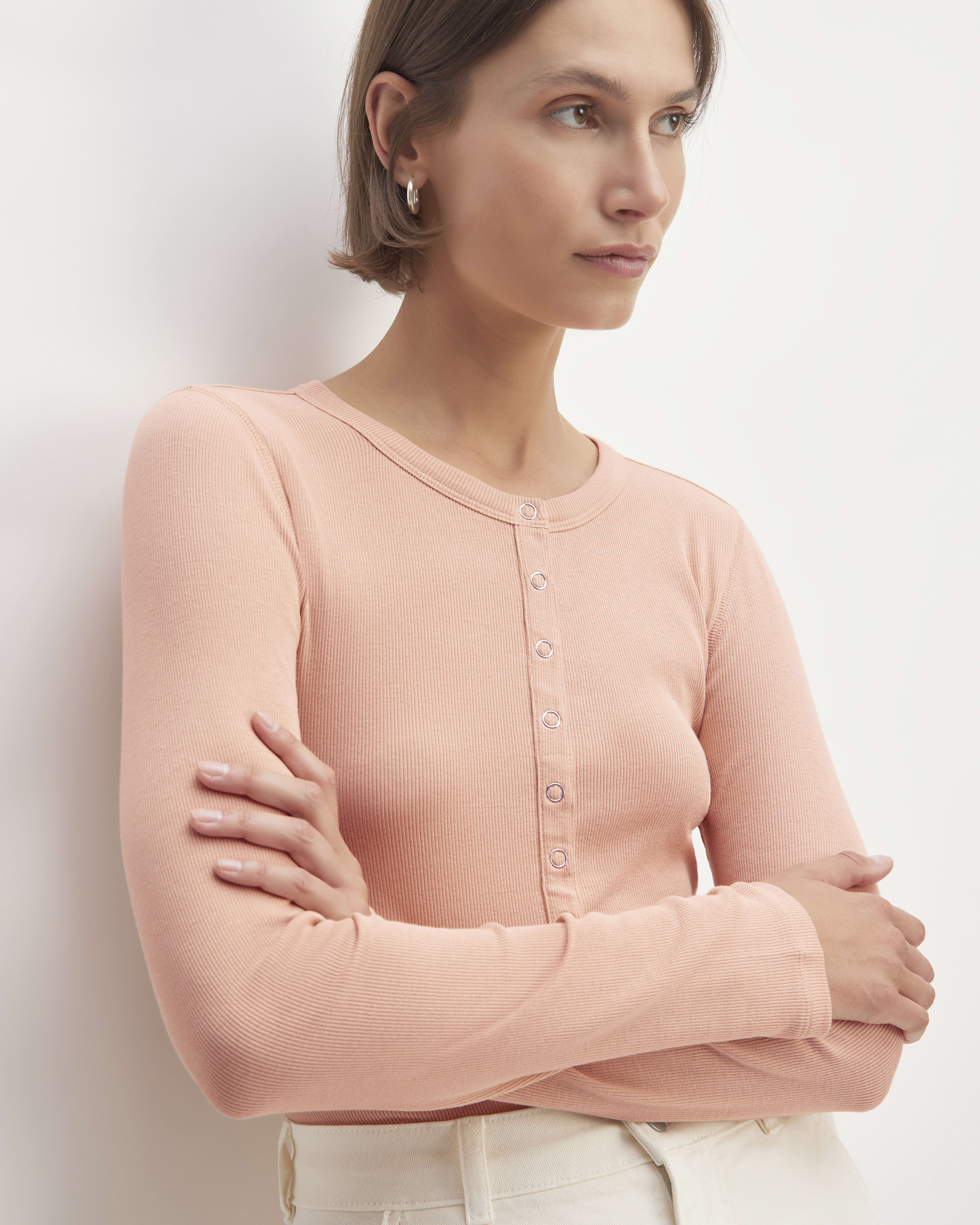 The Luxe Rib Henley Blush Pink – Everlane