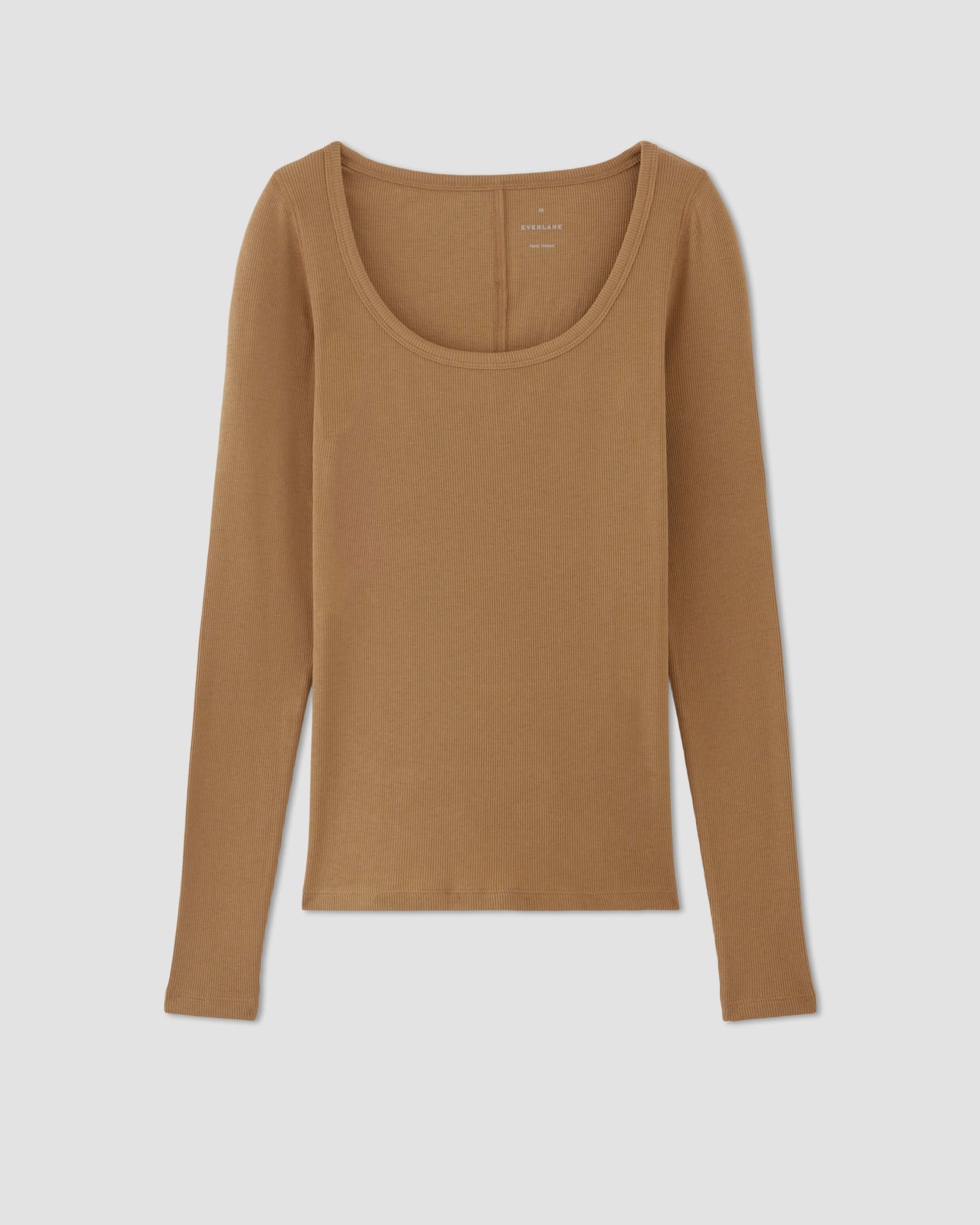 The Luxe Rib Long-Sleeve Scoop-Neck Tee Toasted Coconut – Everlane