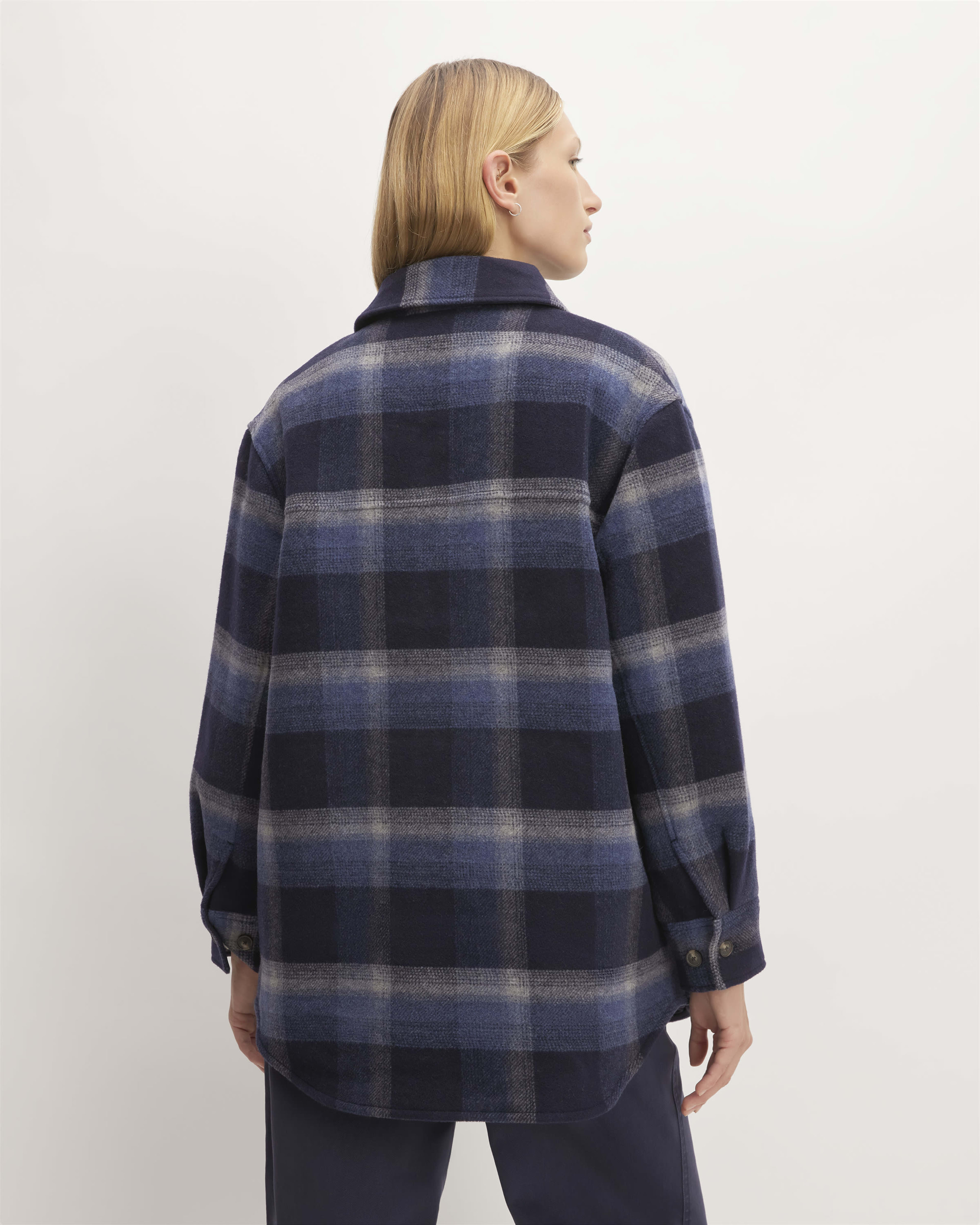 The Italian ReWool® Oversized Shirt Jacket | Navy / Shadow Plaid – Everlane