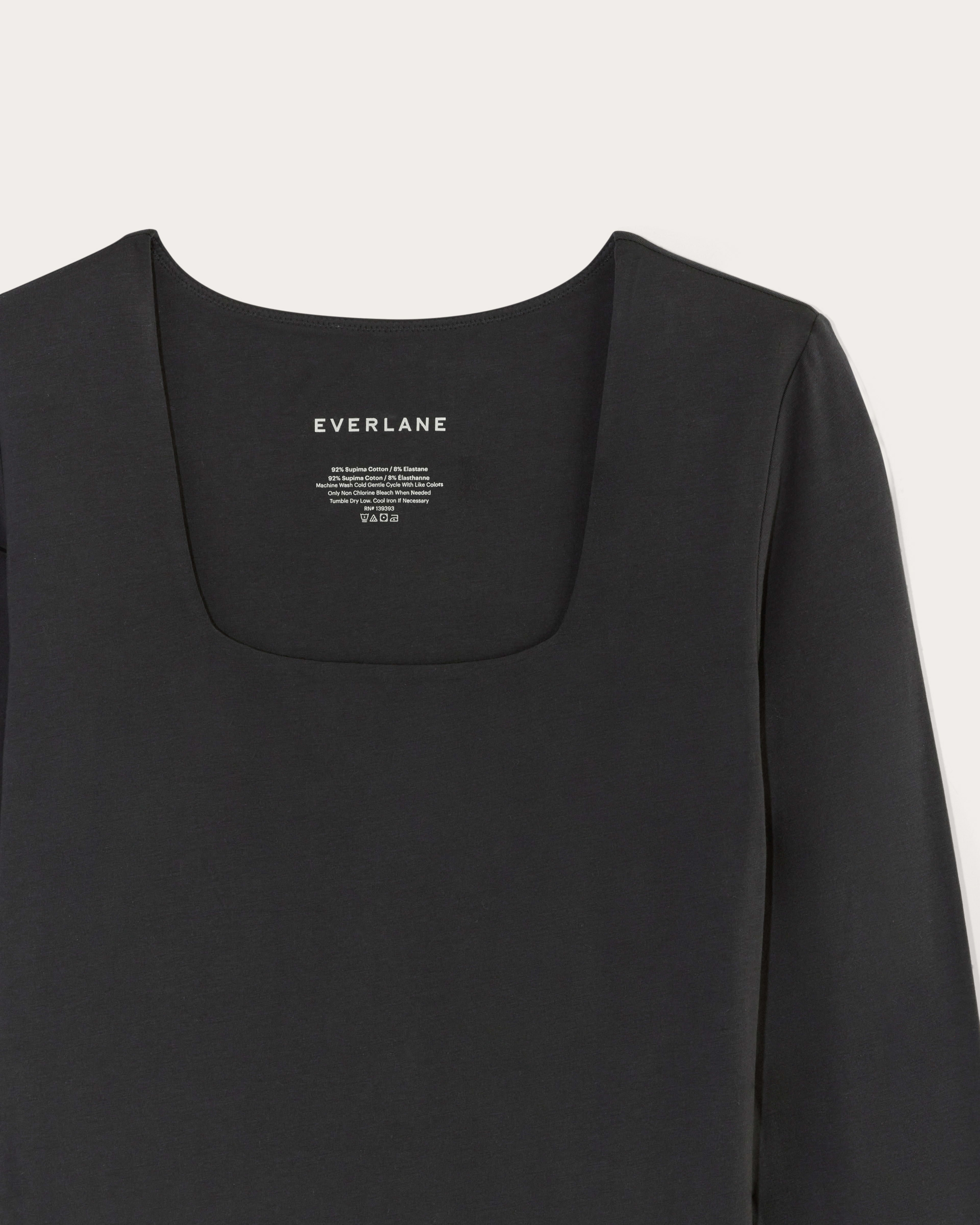 The Long-Sleeve Supima® Square-Neck Bodysuit | Black | Bikini – Everlane
