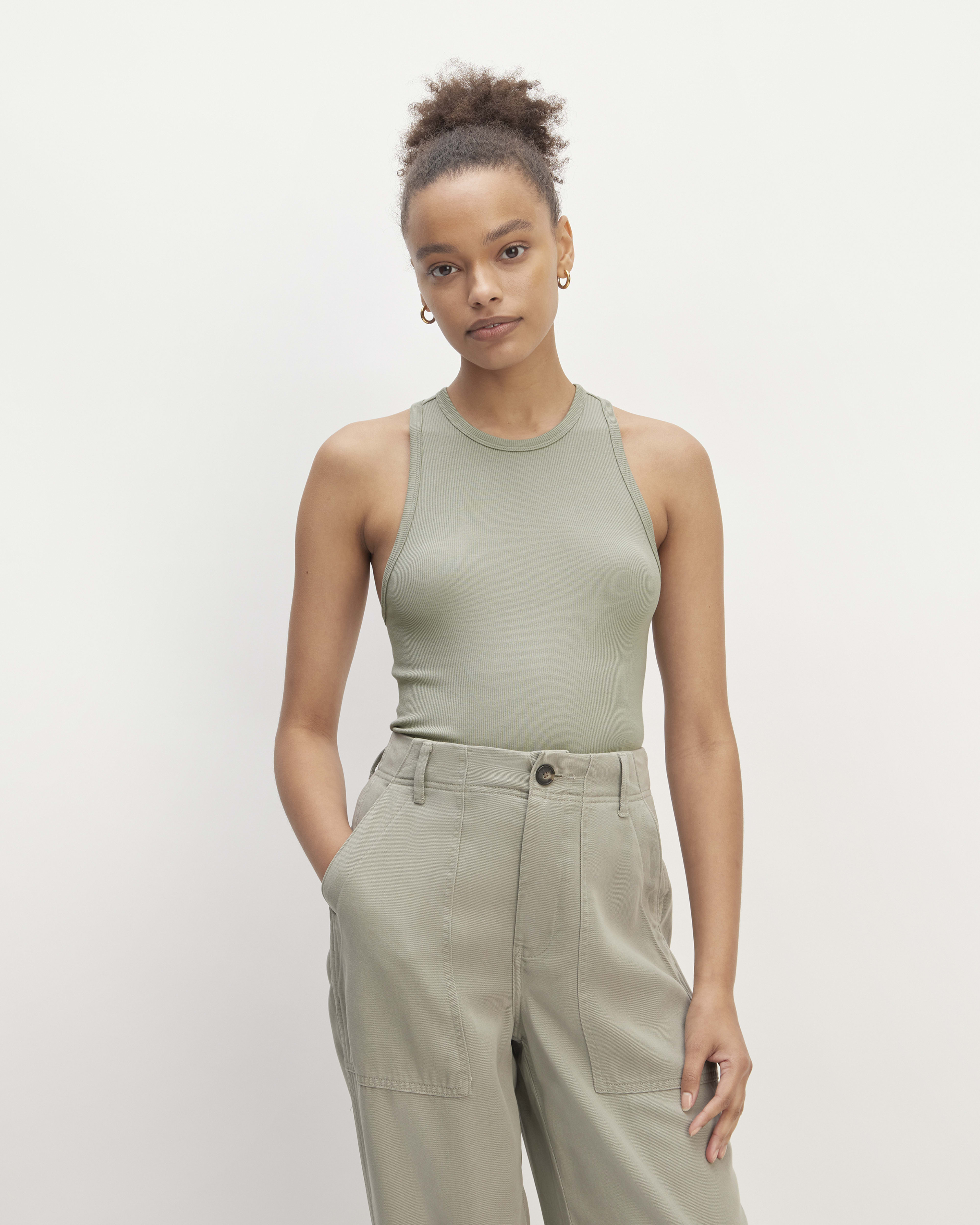 The Luxe Rib Racerback Tank Sage Green – Everlane
