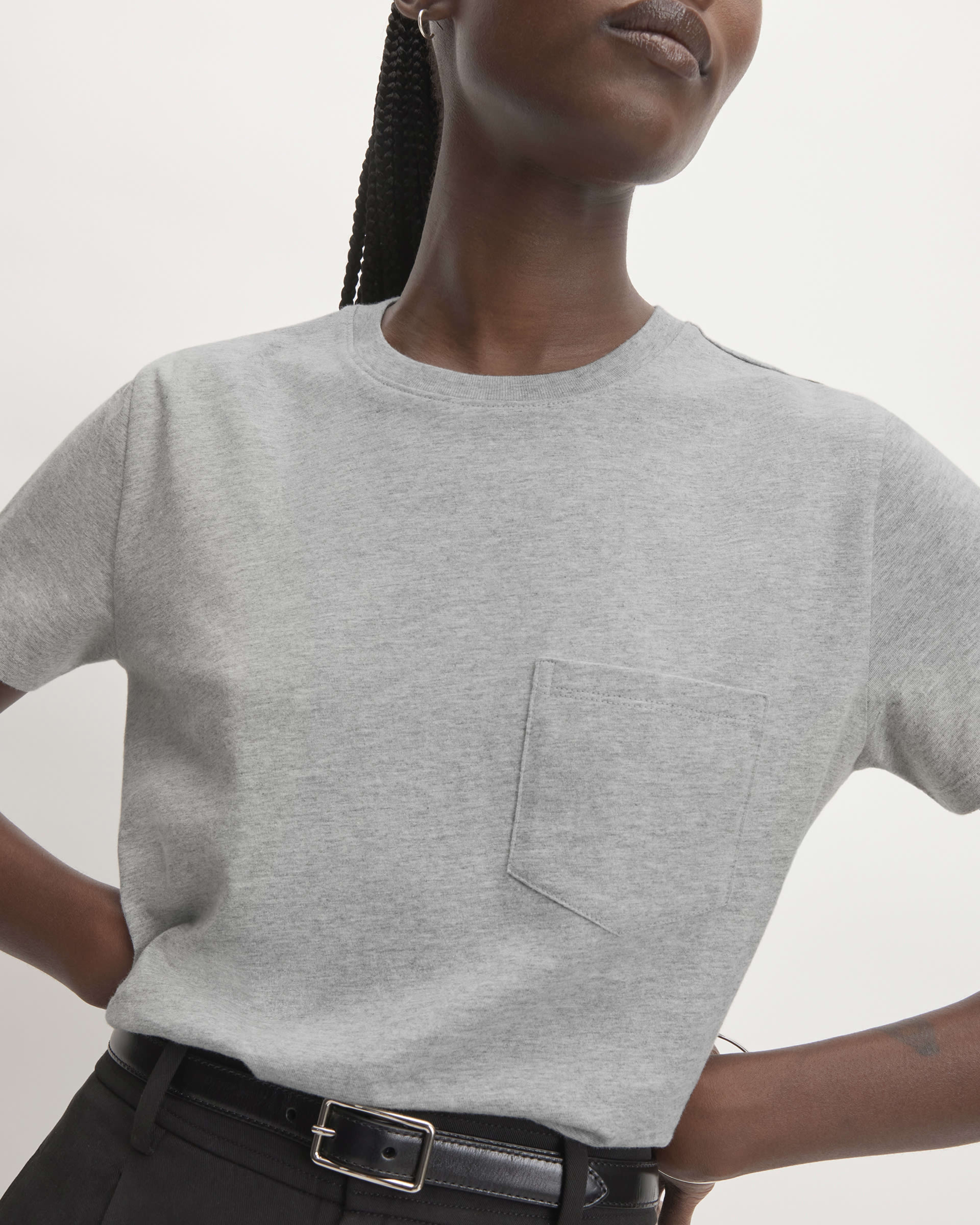 The Box-Cut Tee in Essential Cotton | Heathered Grey | Pocket – Everlane