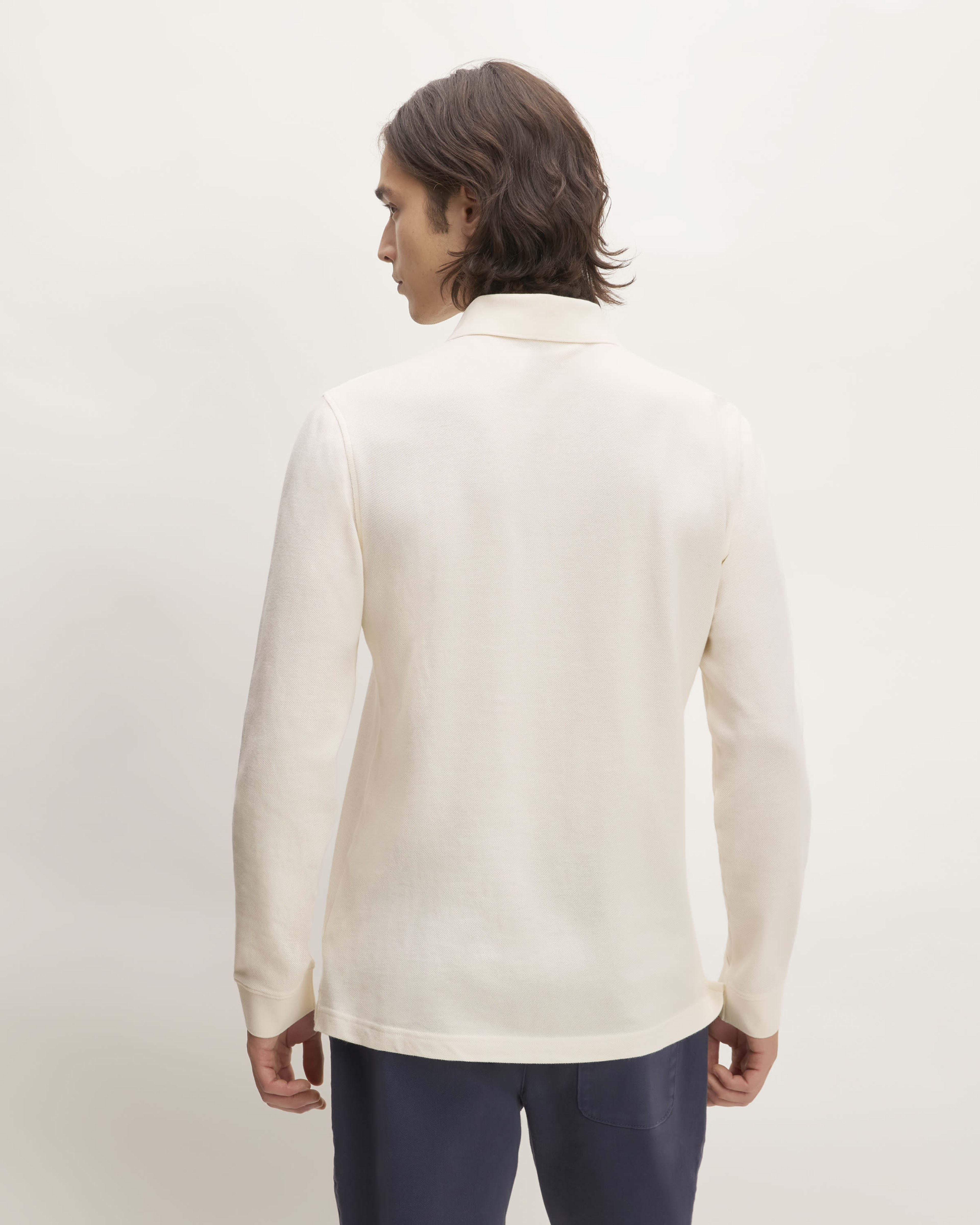 The Long-Sleeve Pique Polo Bone – Everlane
