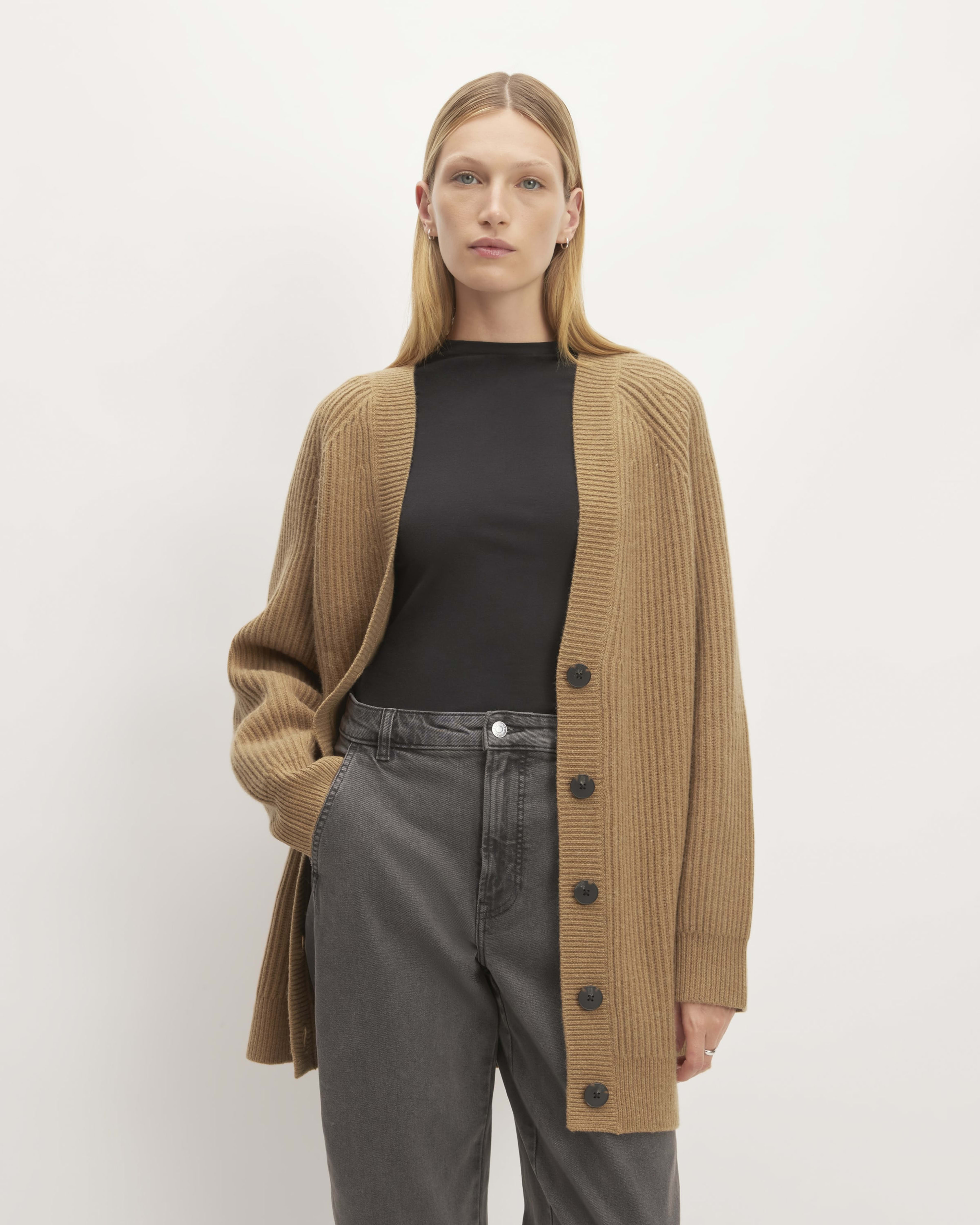 The Felted Merino Cocoon Cardigan Deep Camel – Everlane