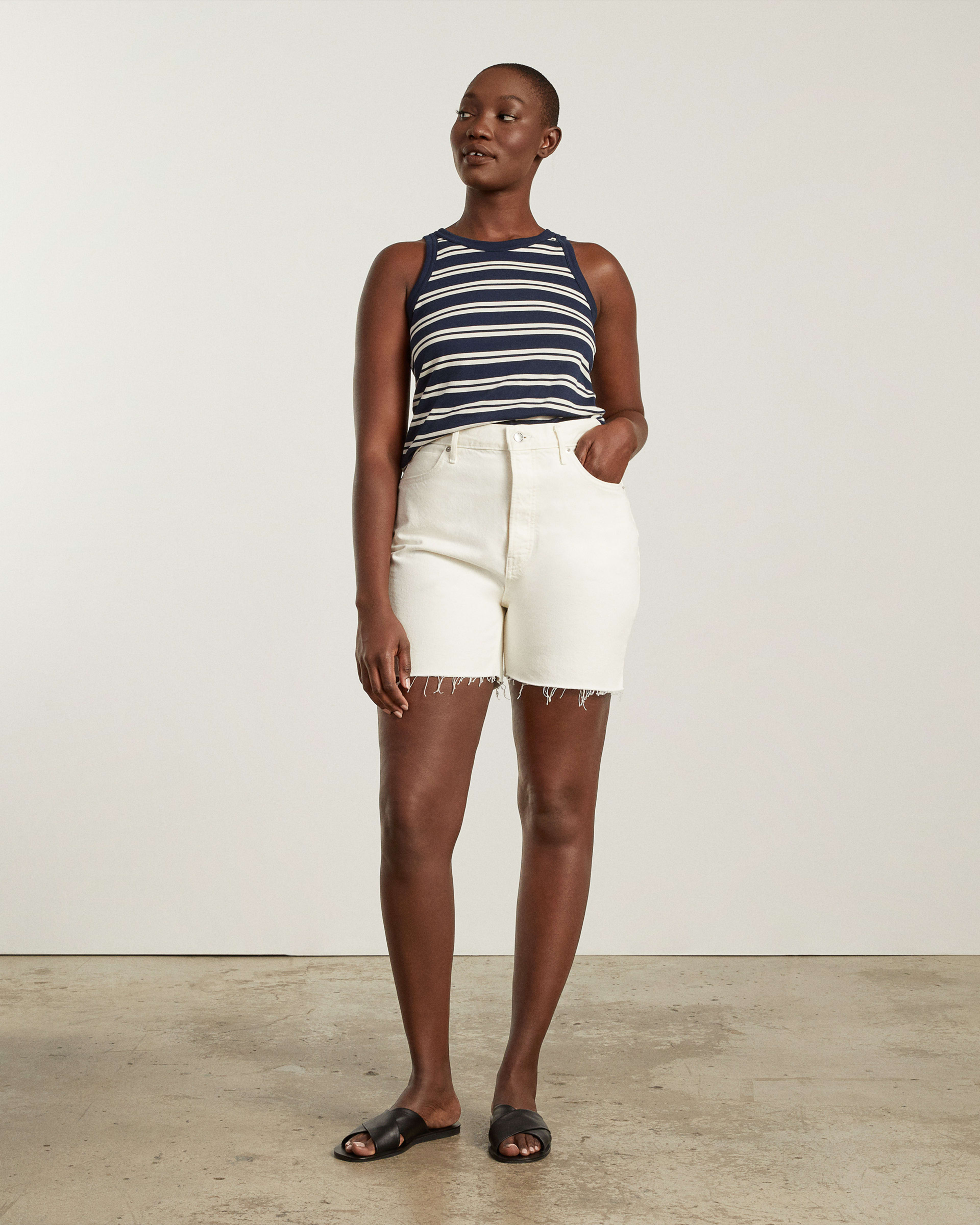 The Tank in Essential Cotton | Navy / Tan – Everlane