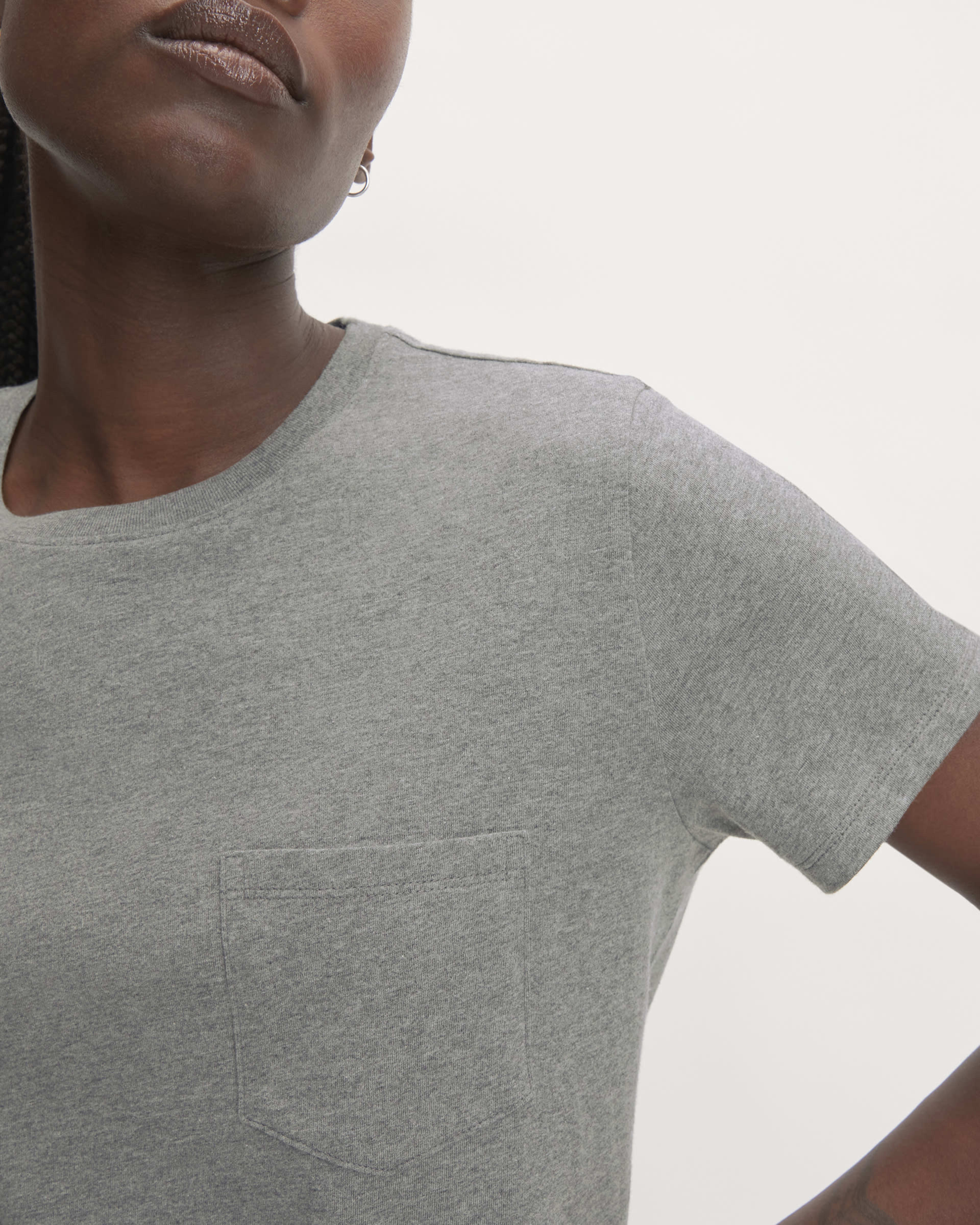 The Box-Cut Tee in Essential Cotton | Heathered Charcoal | Pocket ...