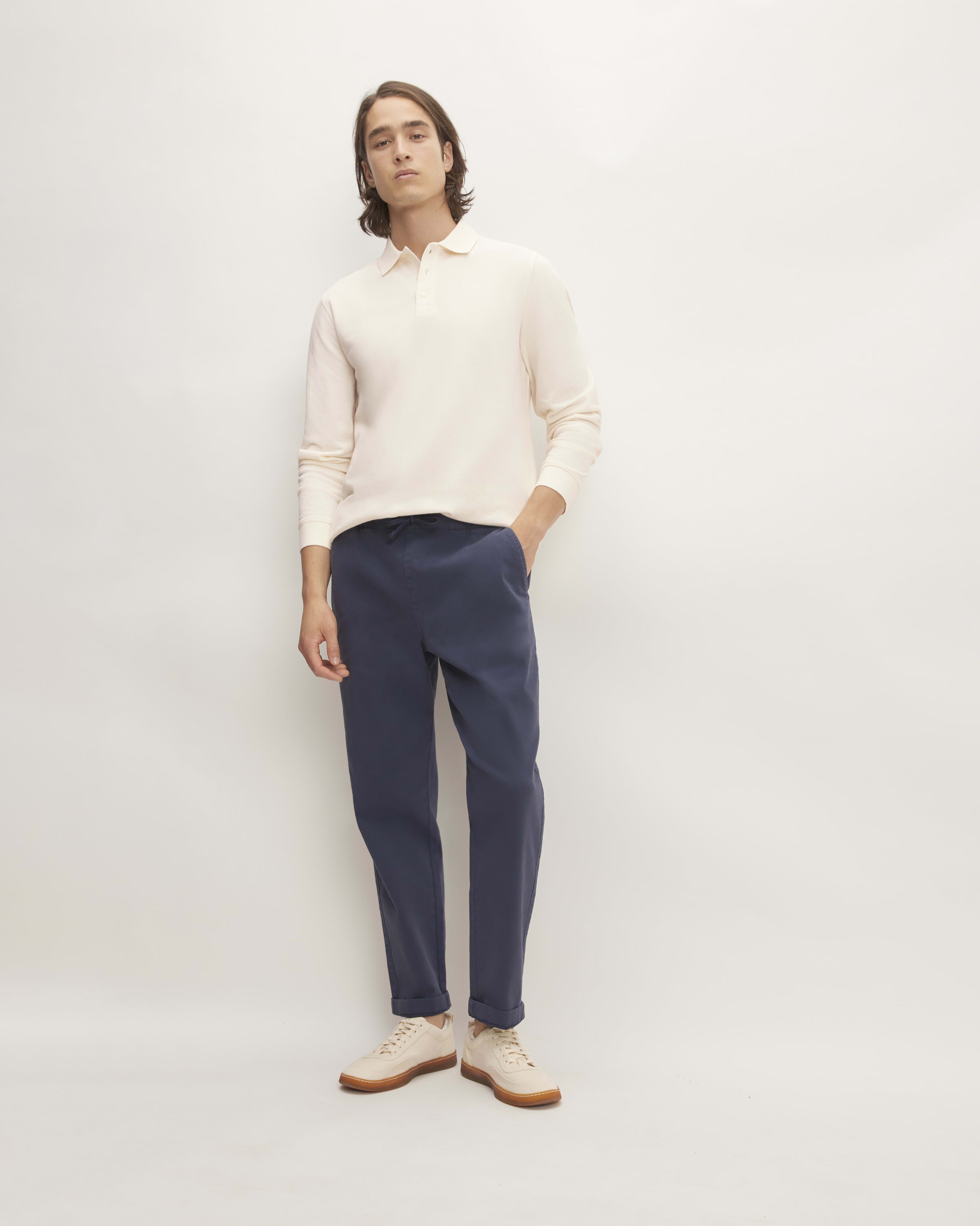 The Long-Sleeve Pique Polo Bone – Everlane