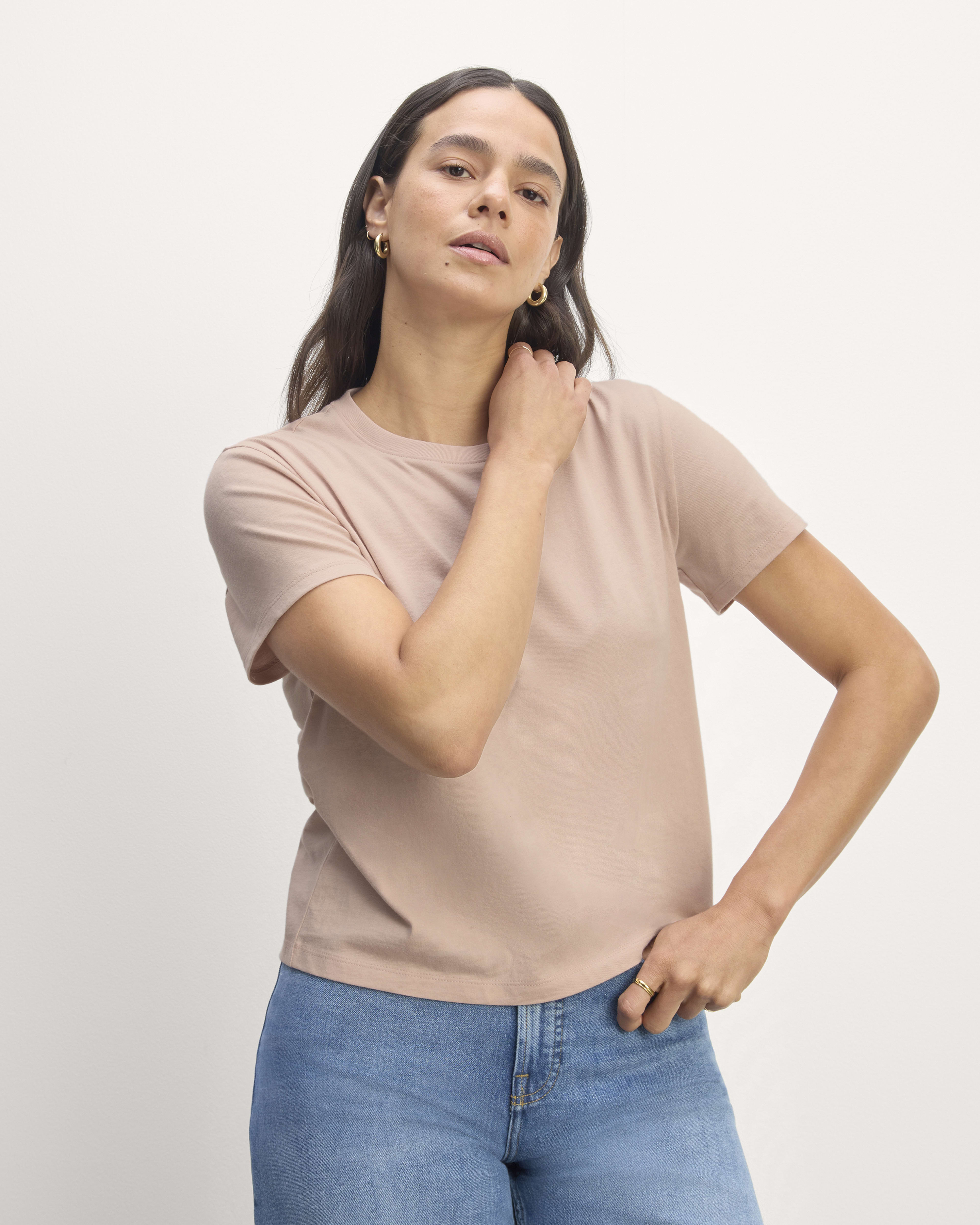 The Box-Cut Tee in Essential Cotton | Rose Smoke | No Pocket – Everlane